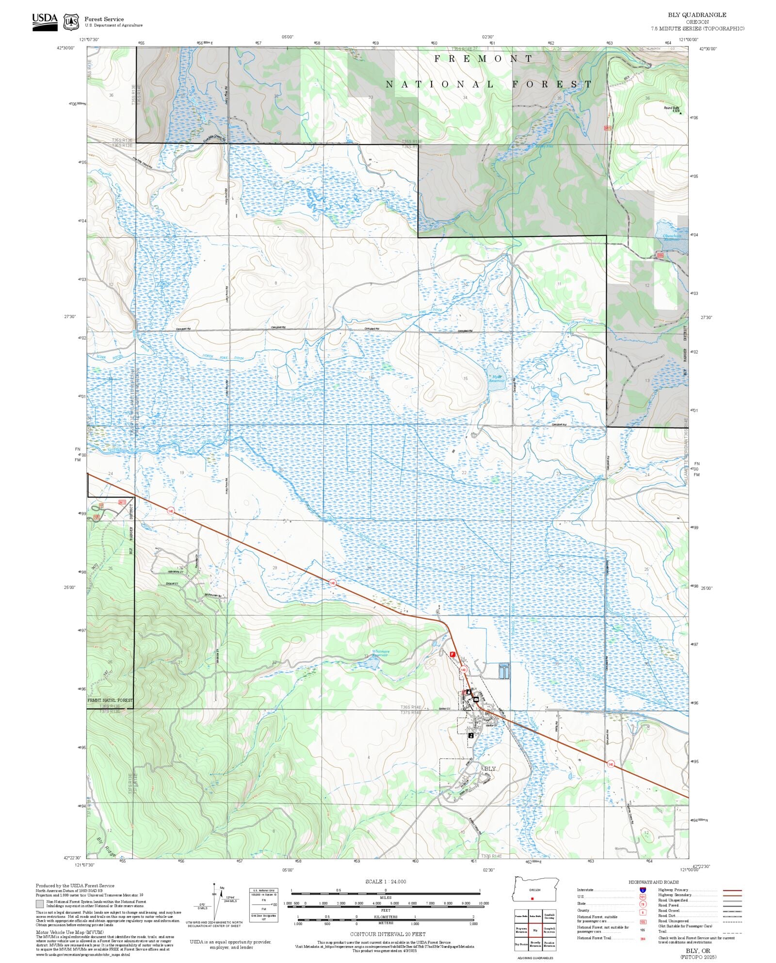 2025 Forest Service Topo Map of Bly Oregon – MyTopo Map Store