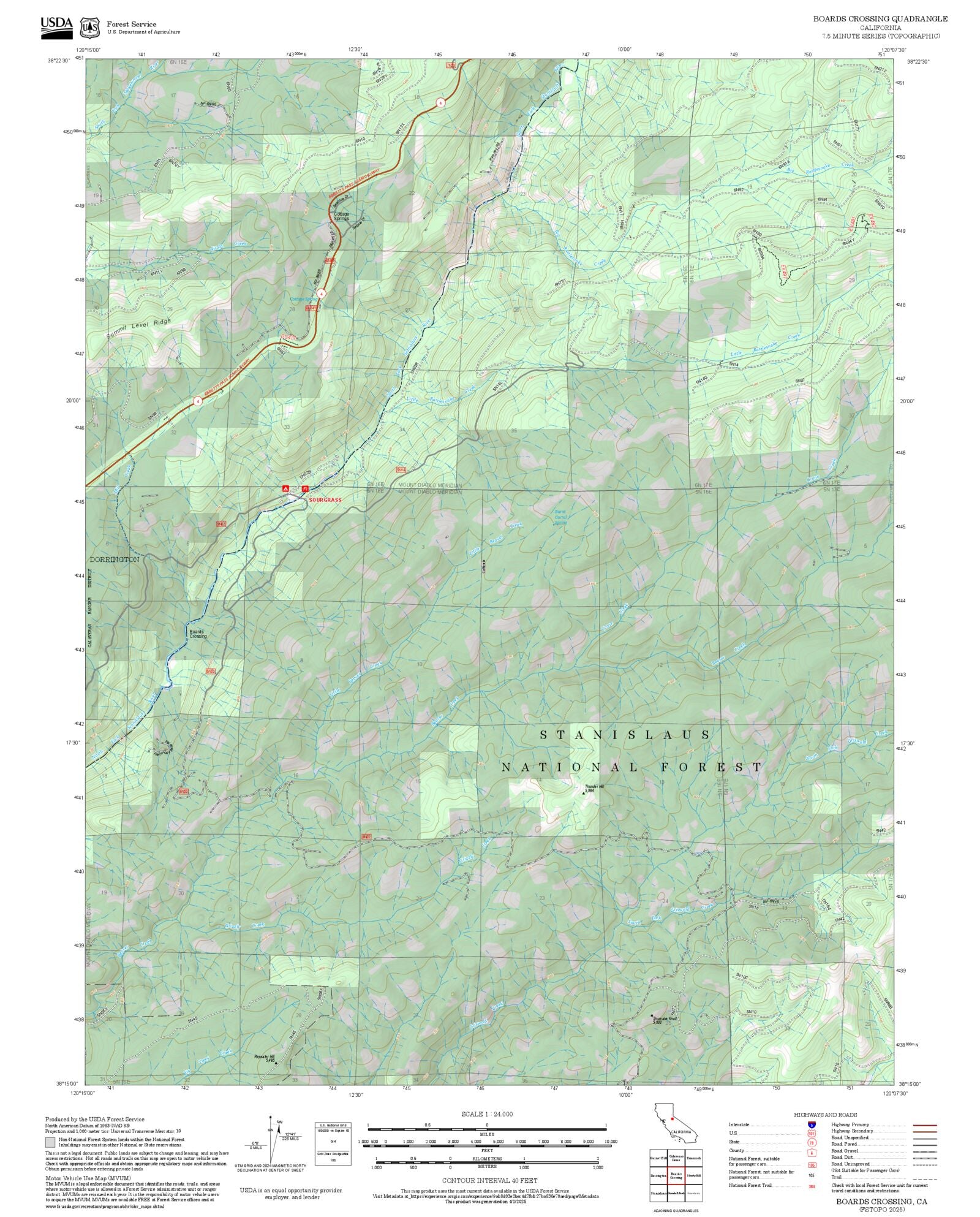 2025 Forest Service Topo Map of Boards Crossing California – MyTopo Map ...