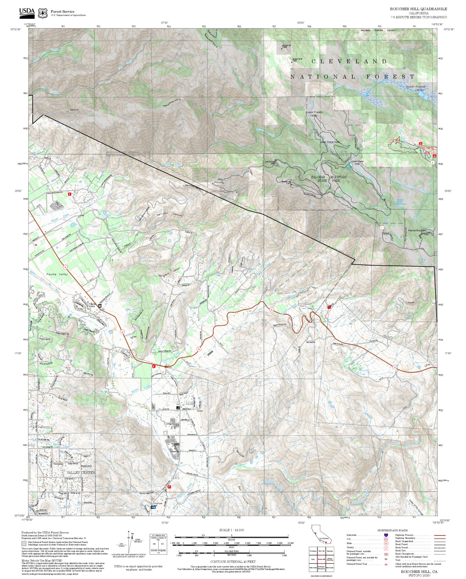2025 Forest Service Topo Map of Boucher Hill California – MyTopo Map Store