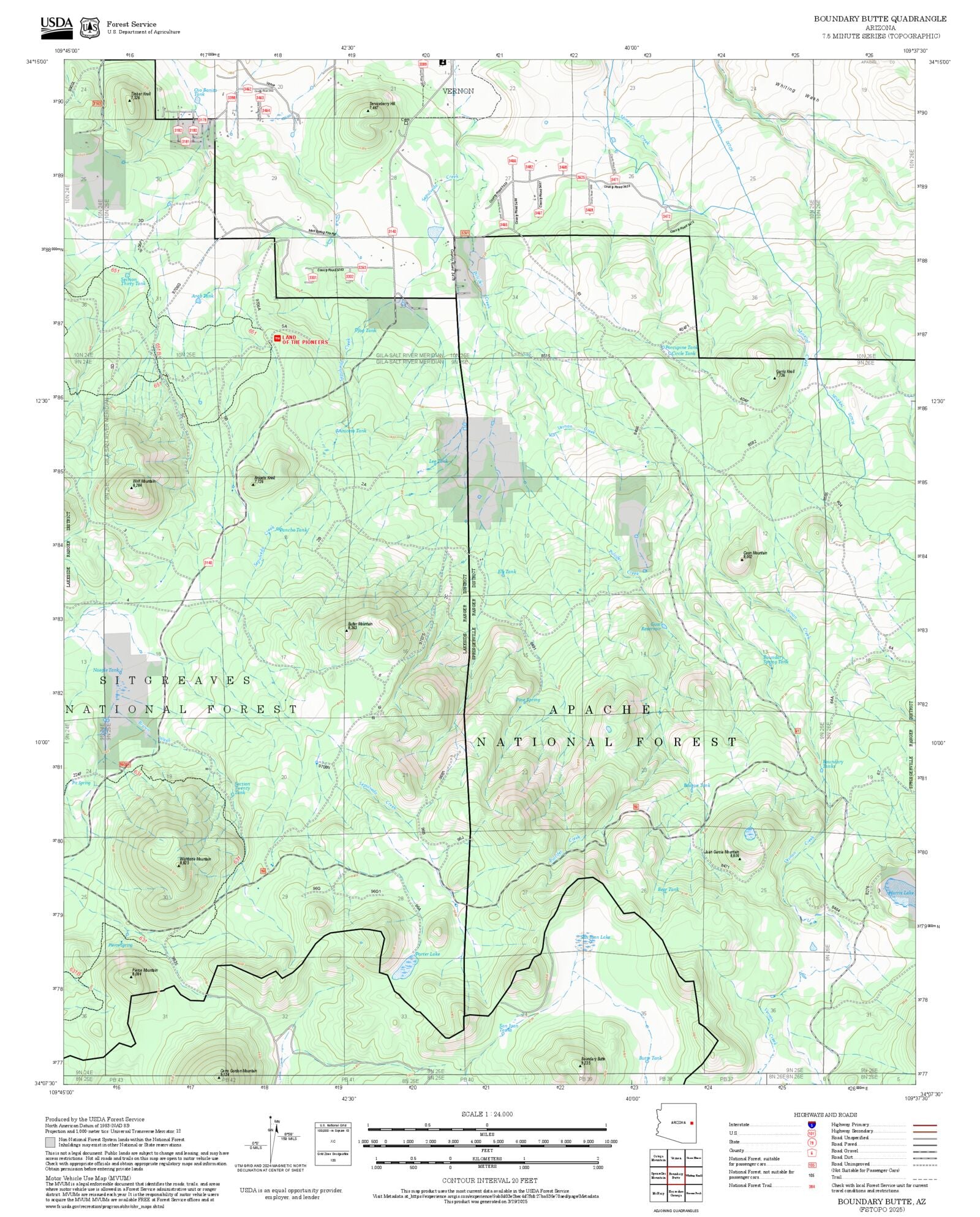2025 Forest Service Topo Map of Boundary Butte Arizona – MyTopo Map Store