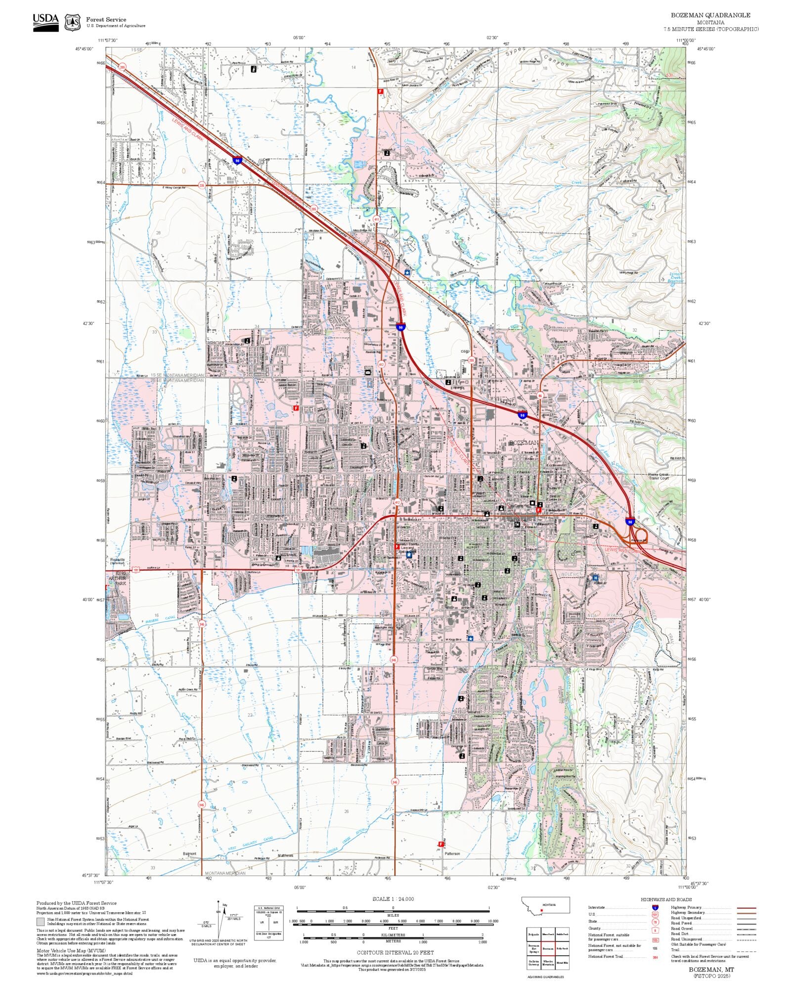 2025 Forest Service Topo Map of Bozeman Montana – MyTopo Map Store