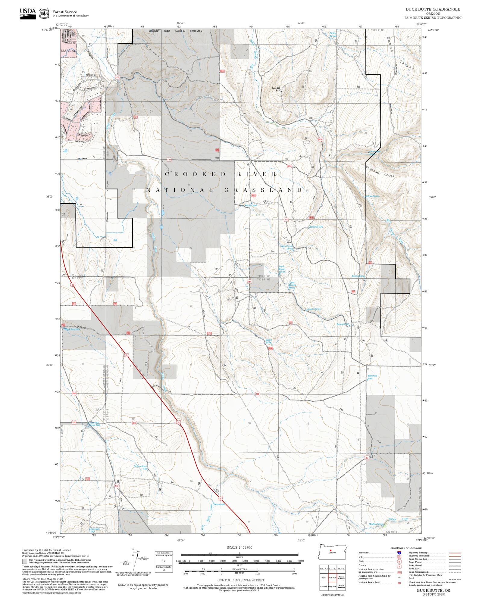 2025 Forest Service Topo Map of Buck Butte Oregon – MyTopo Map Store