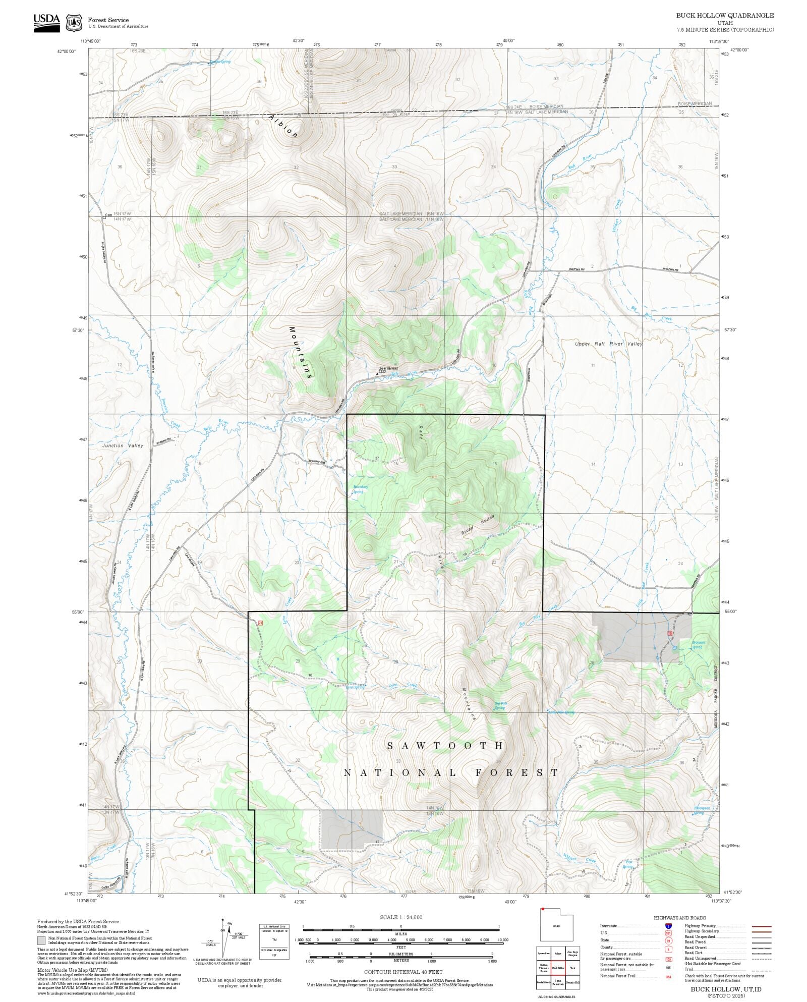 2025 Forest Service Topo Map of Buck Hollow Utah – MyTopo Map Store