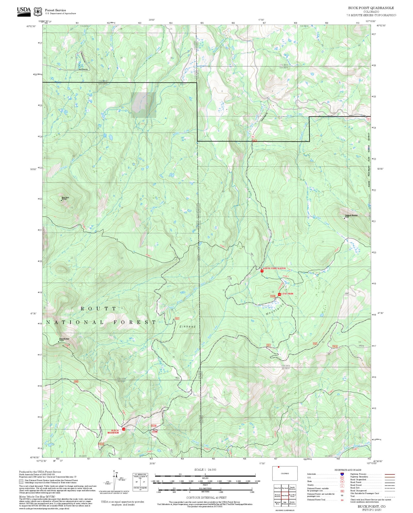 2025 Forest Service Topo Map of Buck Point Colorado – MyTopo Map Store