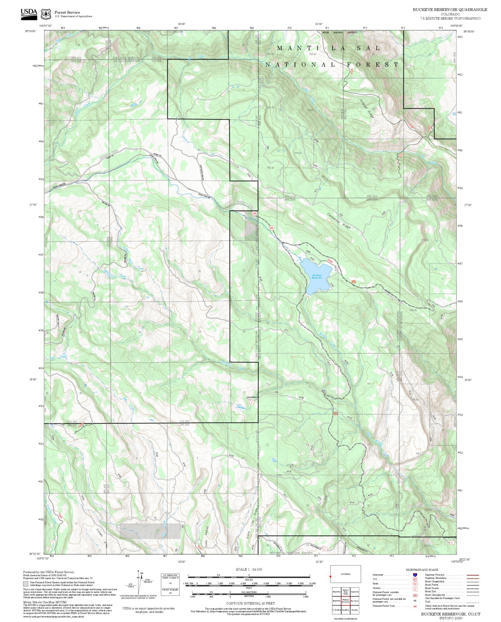 2025 Forest Service Topo Map of Buckeye Reservoir Colorado – MyTopo Map ...