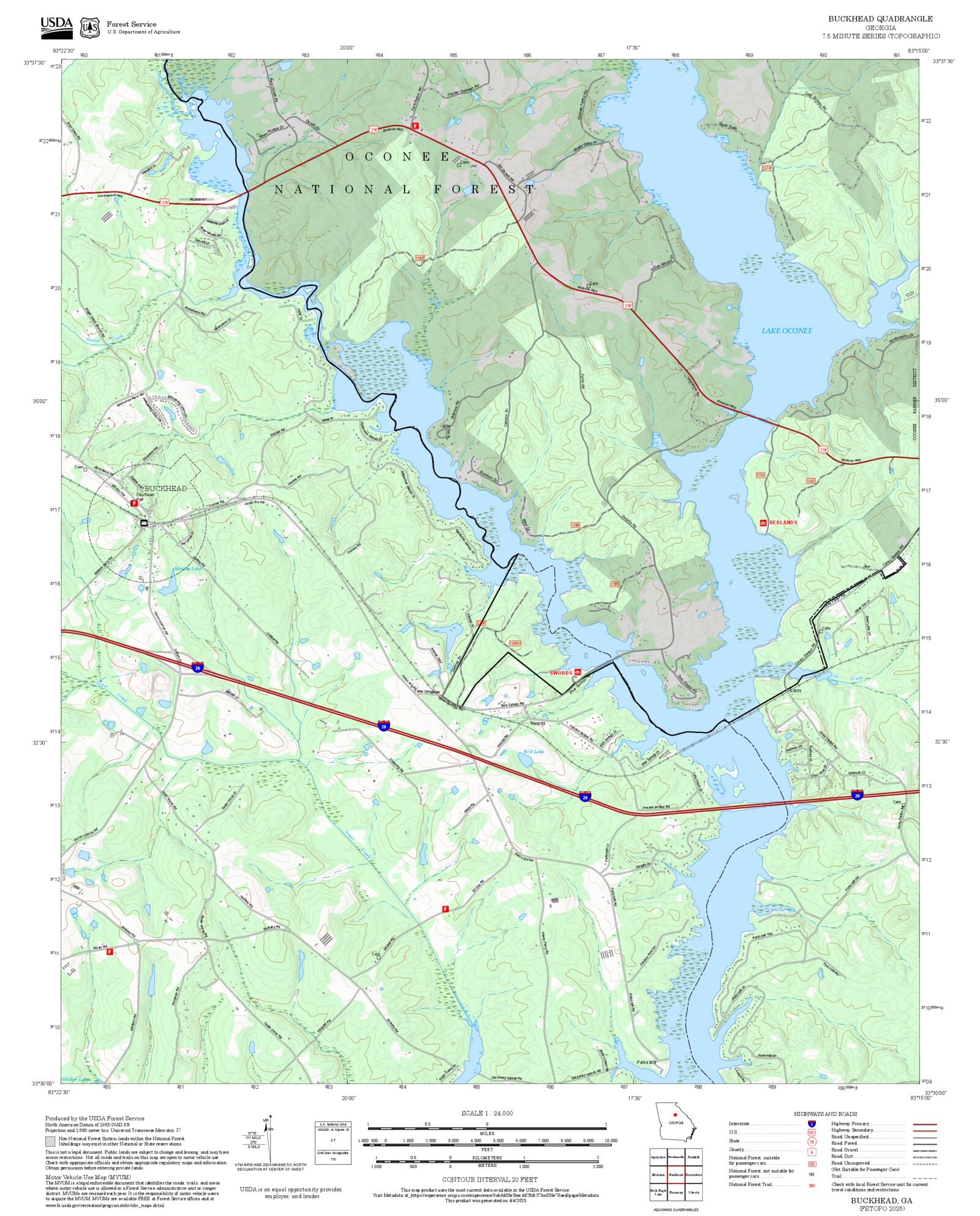 2025 Forest Service Topo Map of Buckhead Georgia – MyTopo Map Store