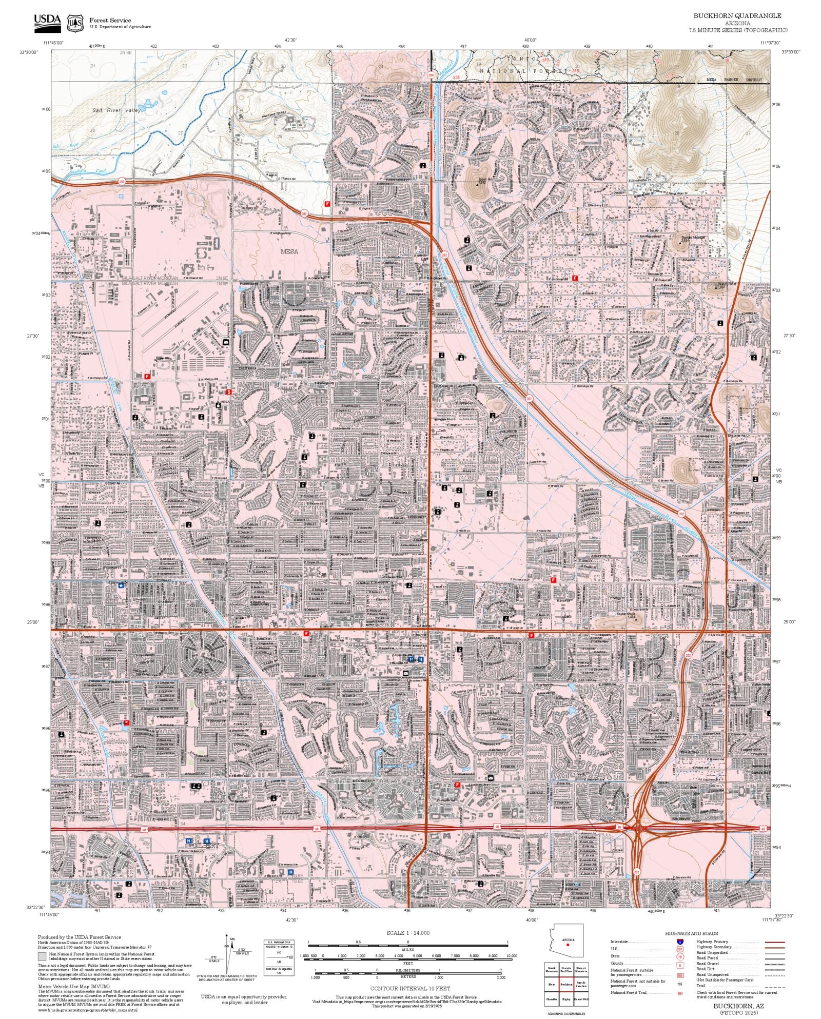 2025 Forest Service Topo Map of Buckhorn Arizona – MyTopo Map Store