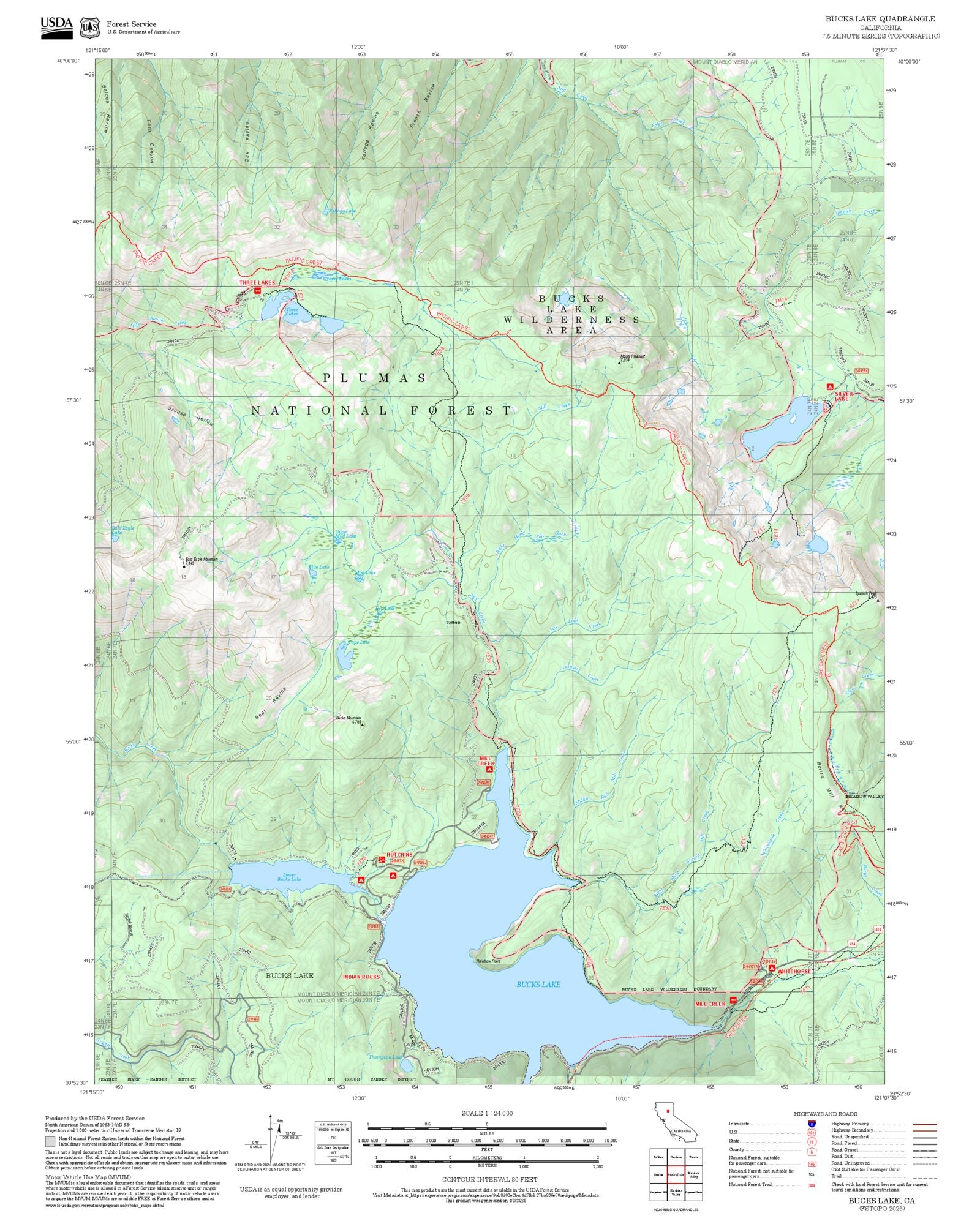 2025 Forest Service Topo Map of Bucks Lake California – MyTopo Map Store