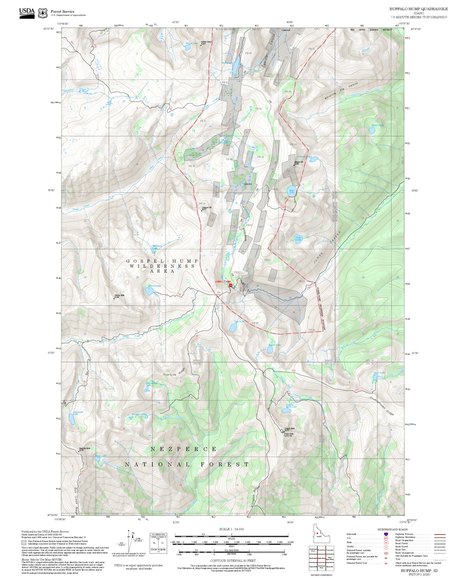 2025 Forest Service Topo Map of Buffalo Hump Idaho – MyTopo Map Store