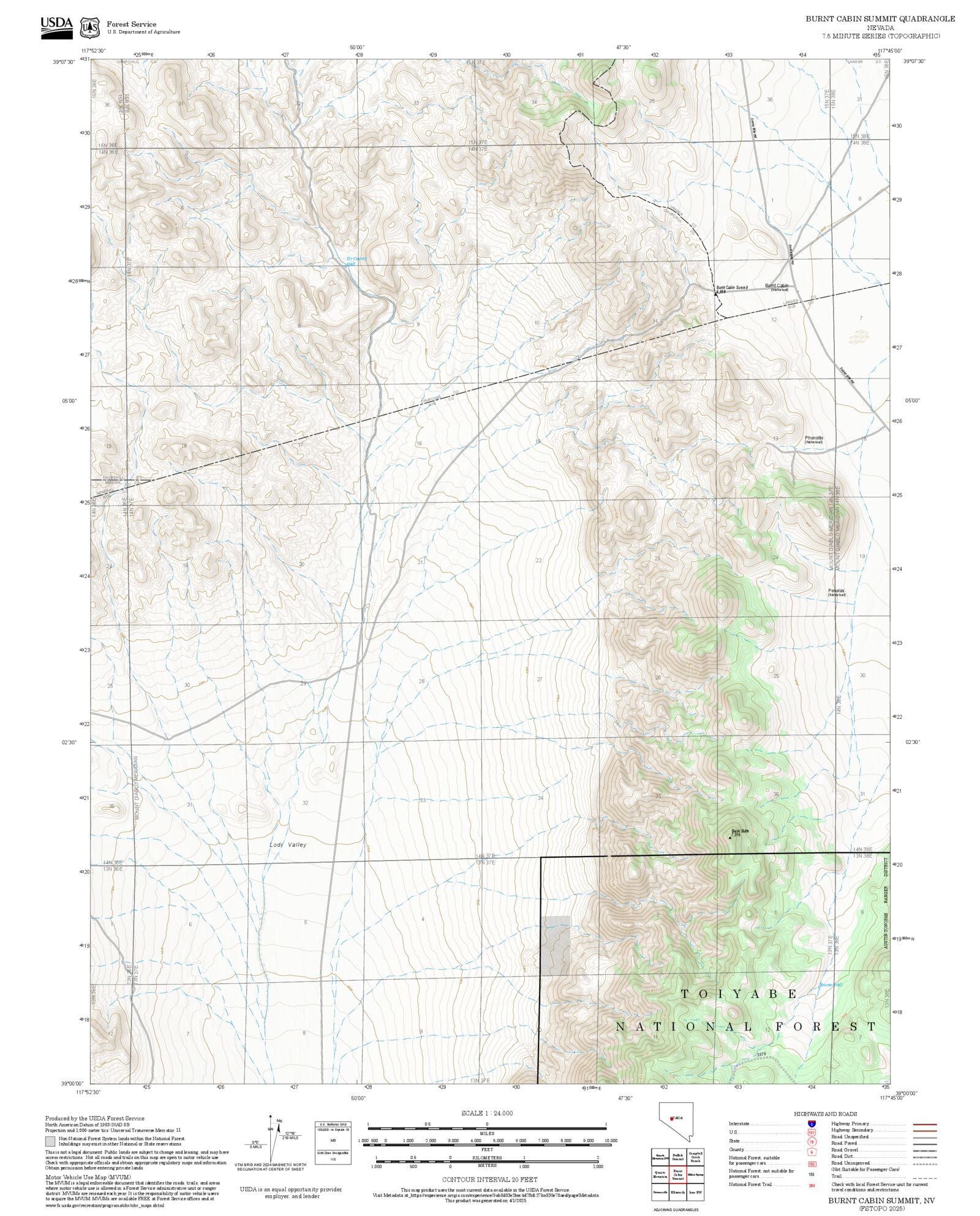 2025 Forest Service Topo Map of Burnt Cabin Summit Nevada – MyTopo Map ...