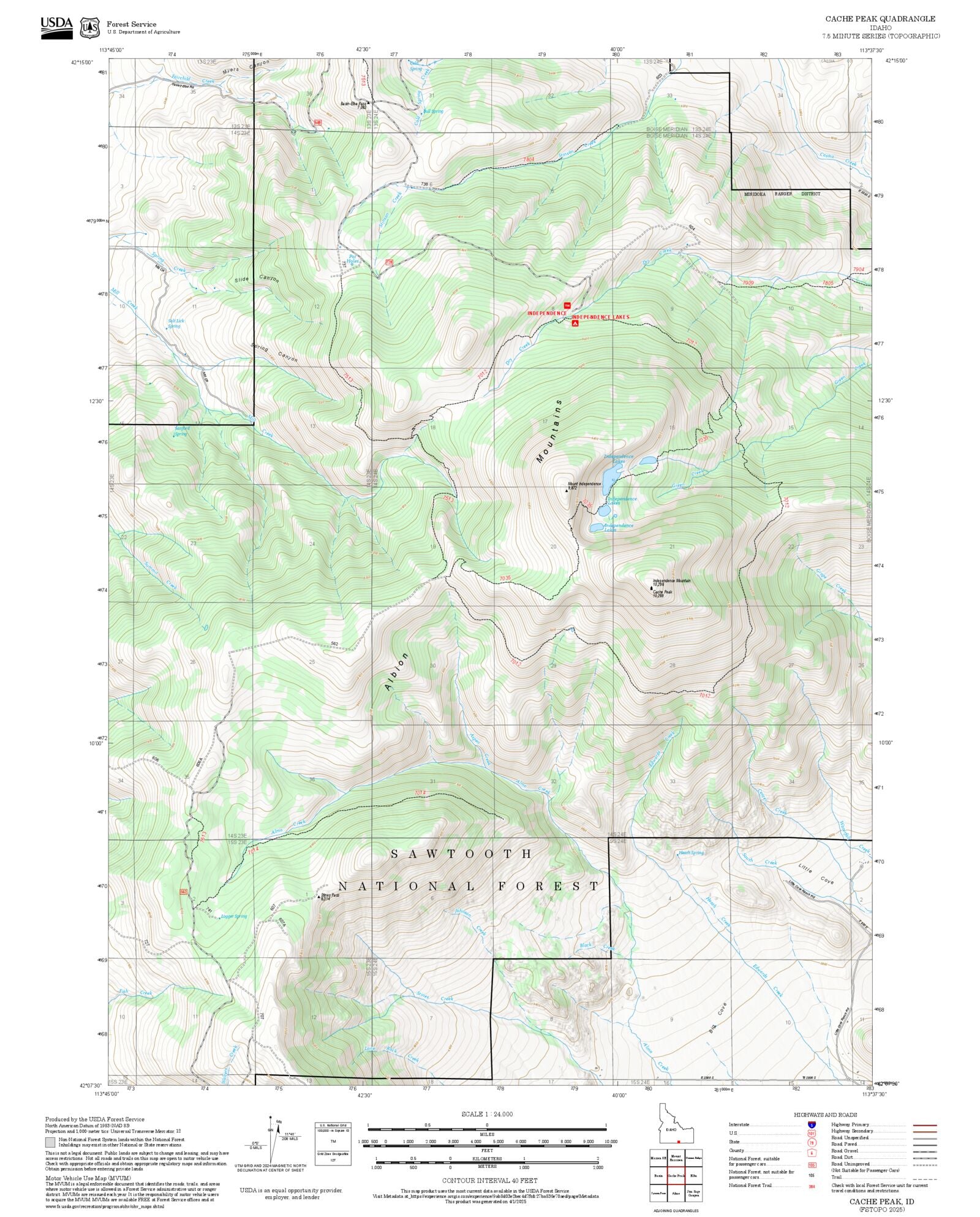 2025 Forest Service Topo Map of Cache Peak Idaho – MyTopo Map Store
