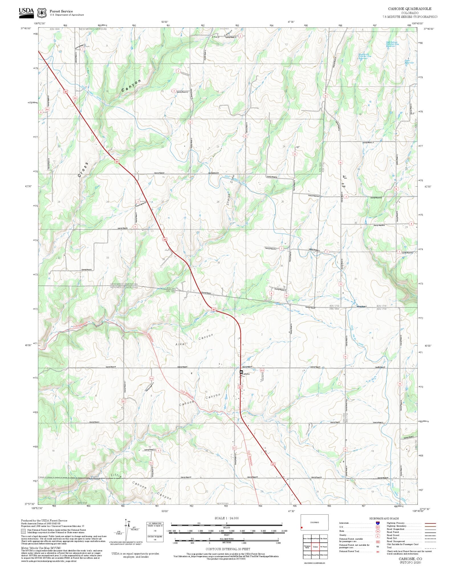 2025 Forest Service Topo Map of Cahone Colorado – MyTopo Map Store