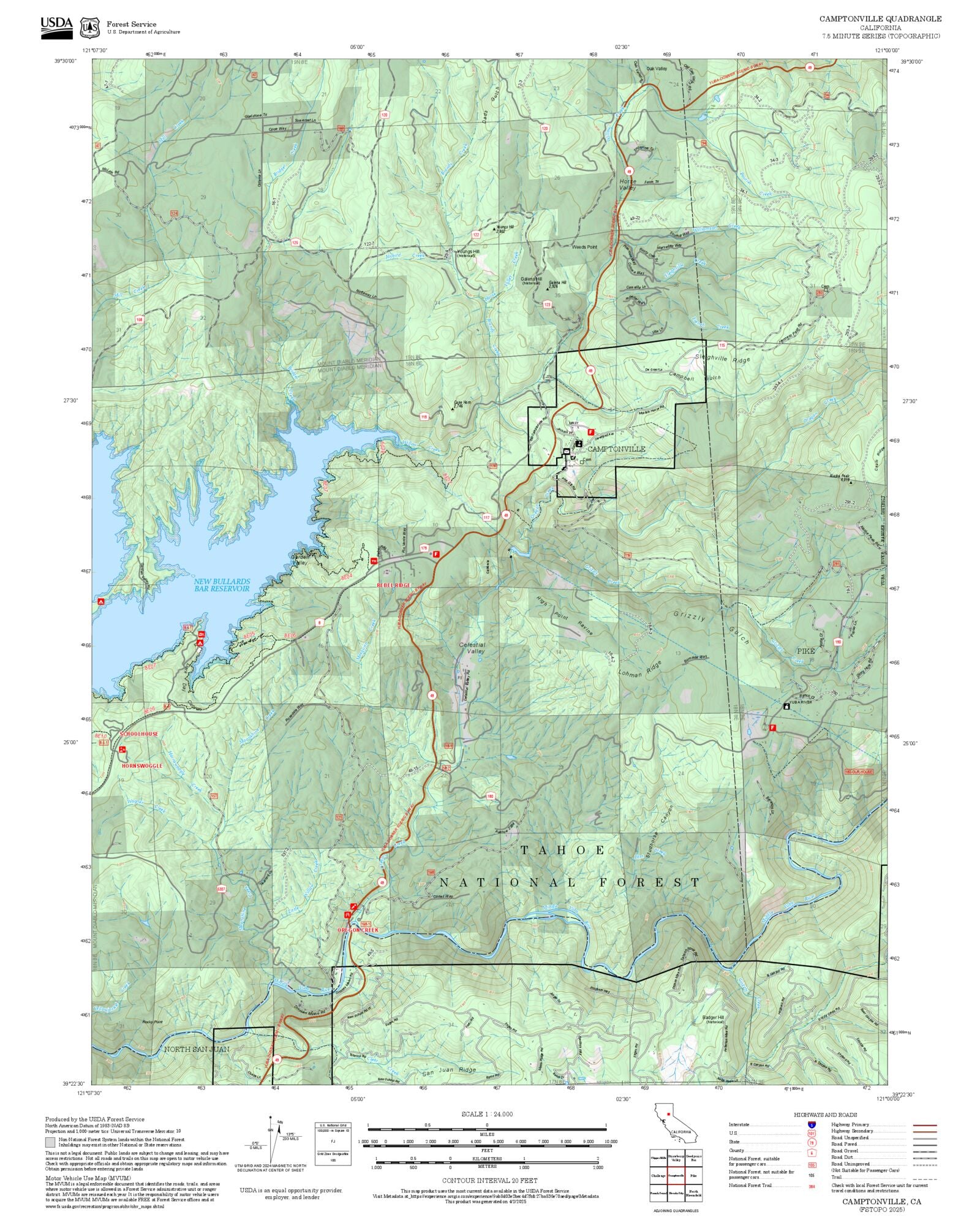 2025 Forest Service Topo Map of Camptonville California – MyTopo Map Store