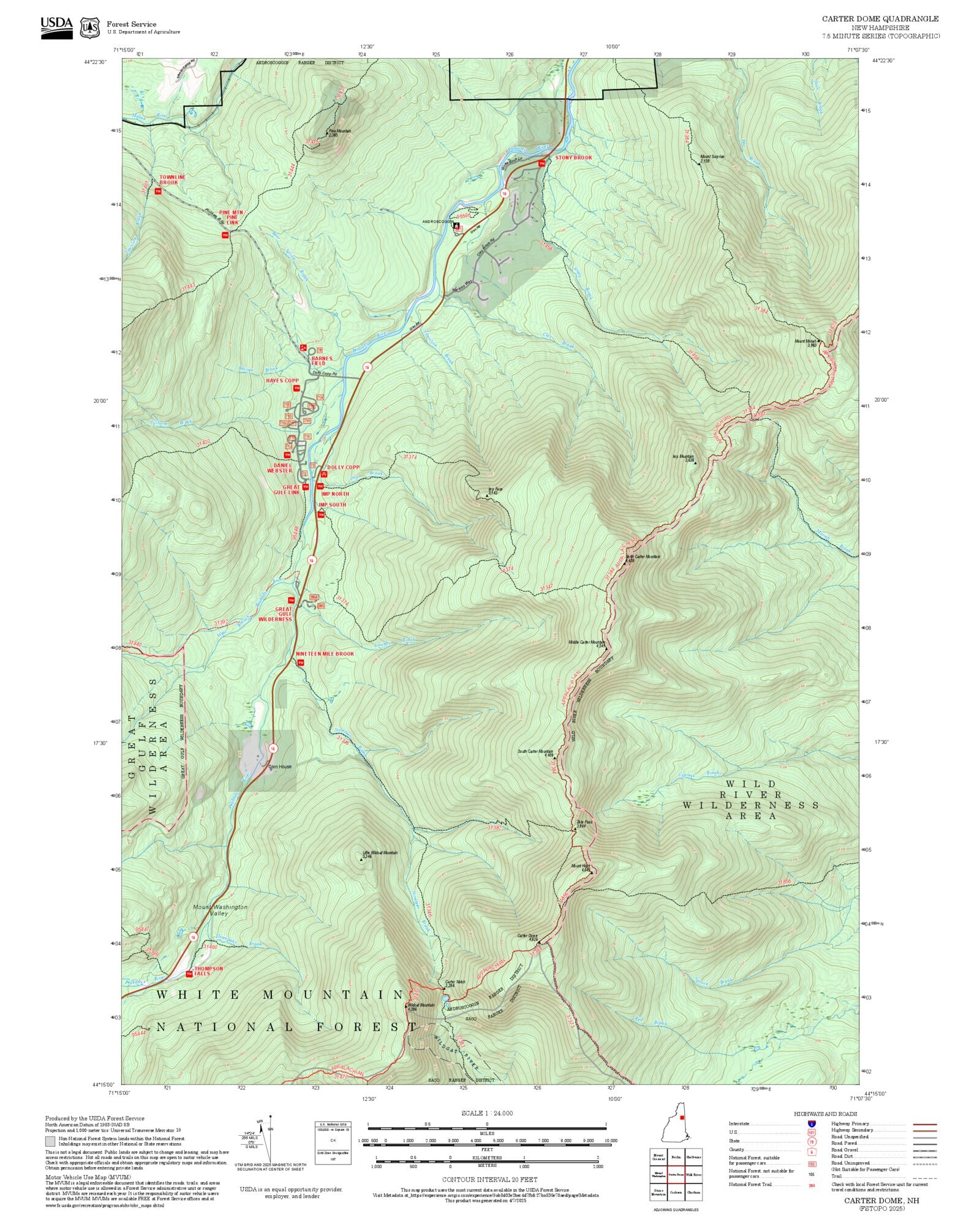 2025 Forest Service Topo Map of Carter Dome New Hampshire – MyTopo Map ...