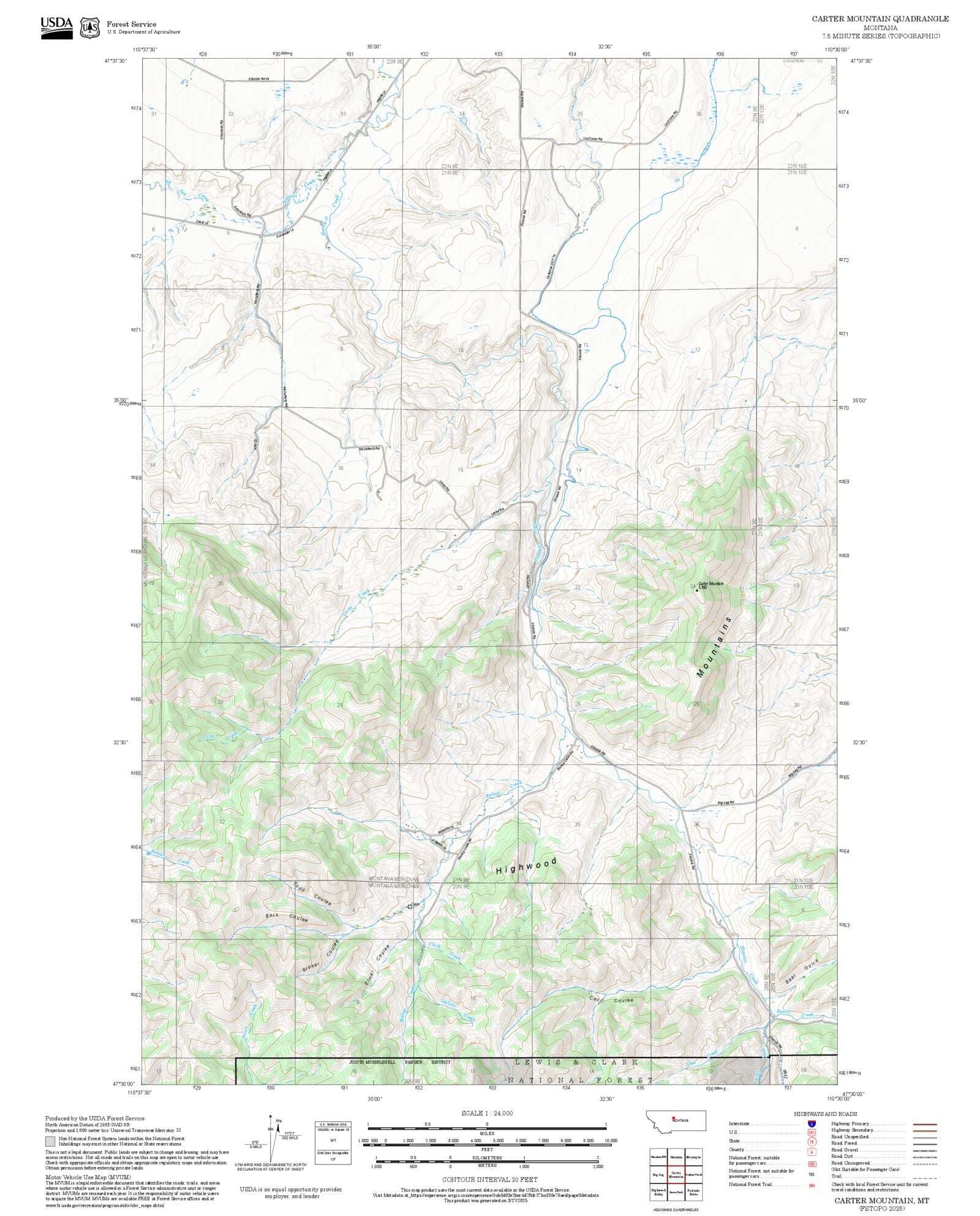 2025 Forest Service Topo Map of Carter Mountain Montana – MyTopo Map Store