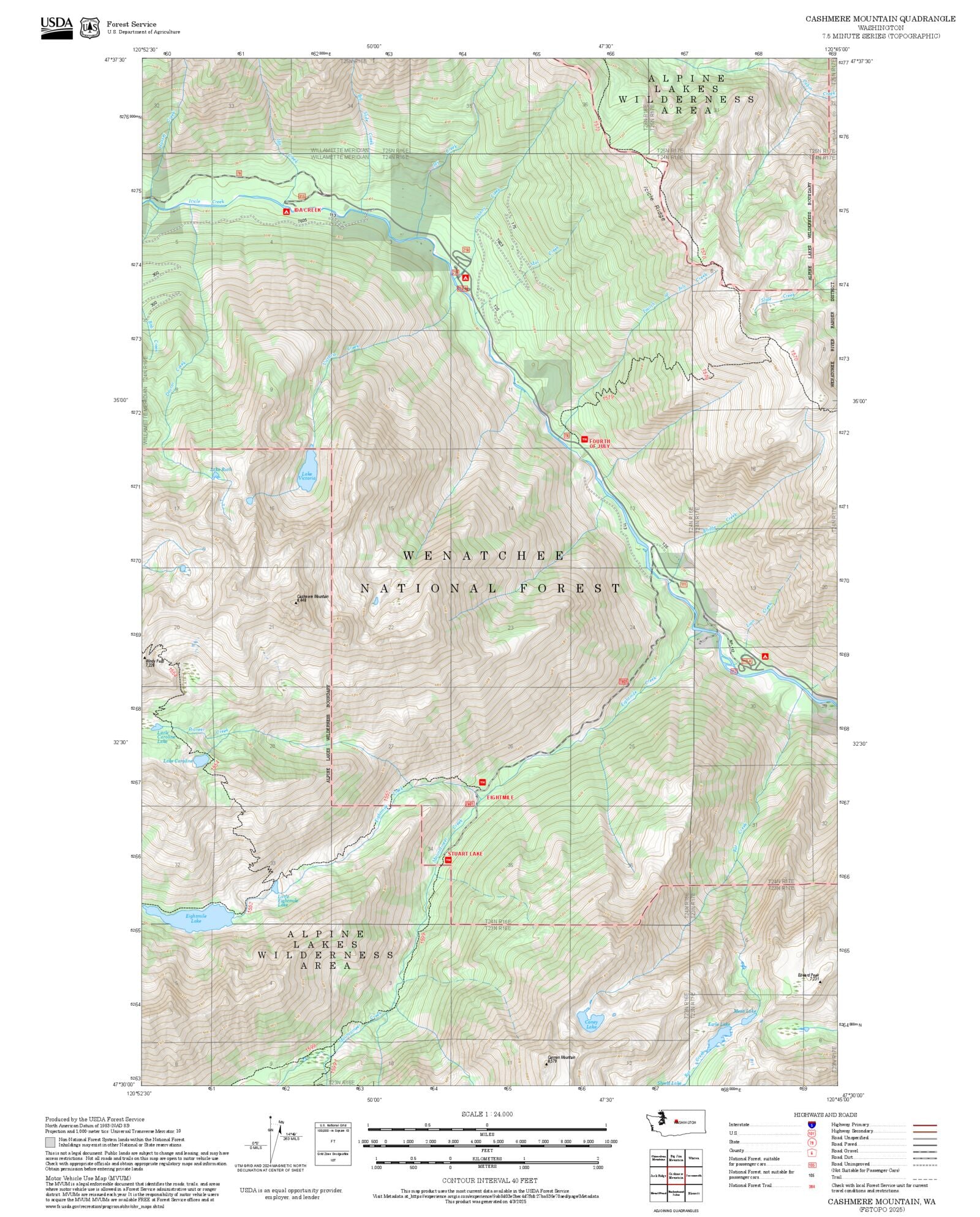 2025 Forest Service Topo Map of Cashmere Mountain Washington – MyTopo ...