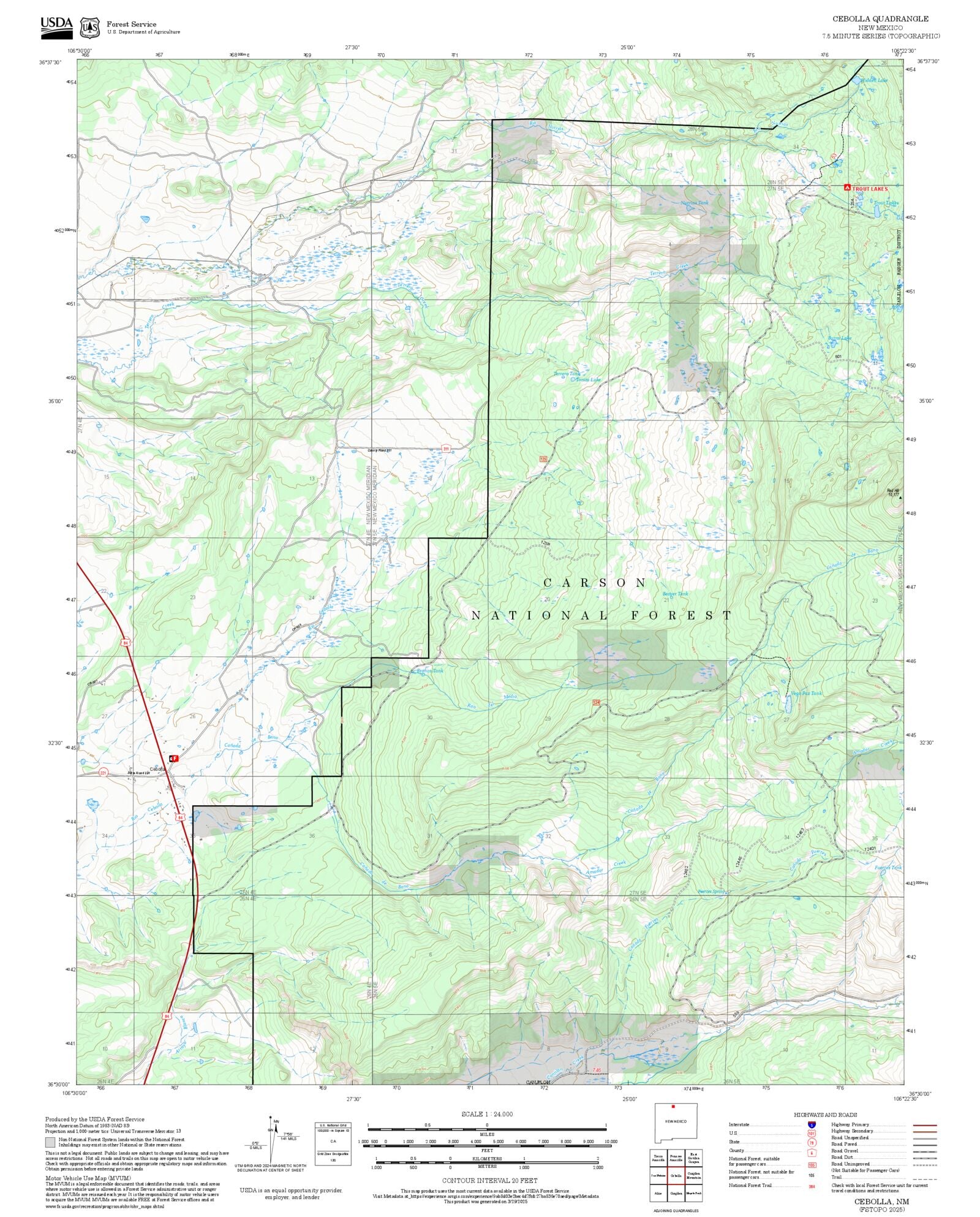 2025 Forest Service Topo Map of Cebolla New Mexico – MyTopo Map Store