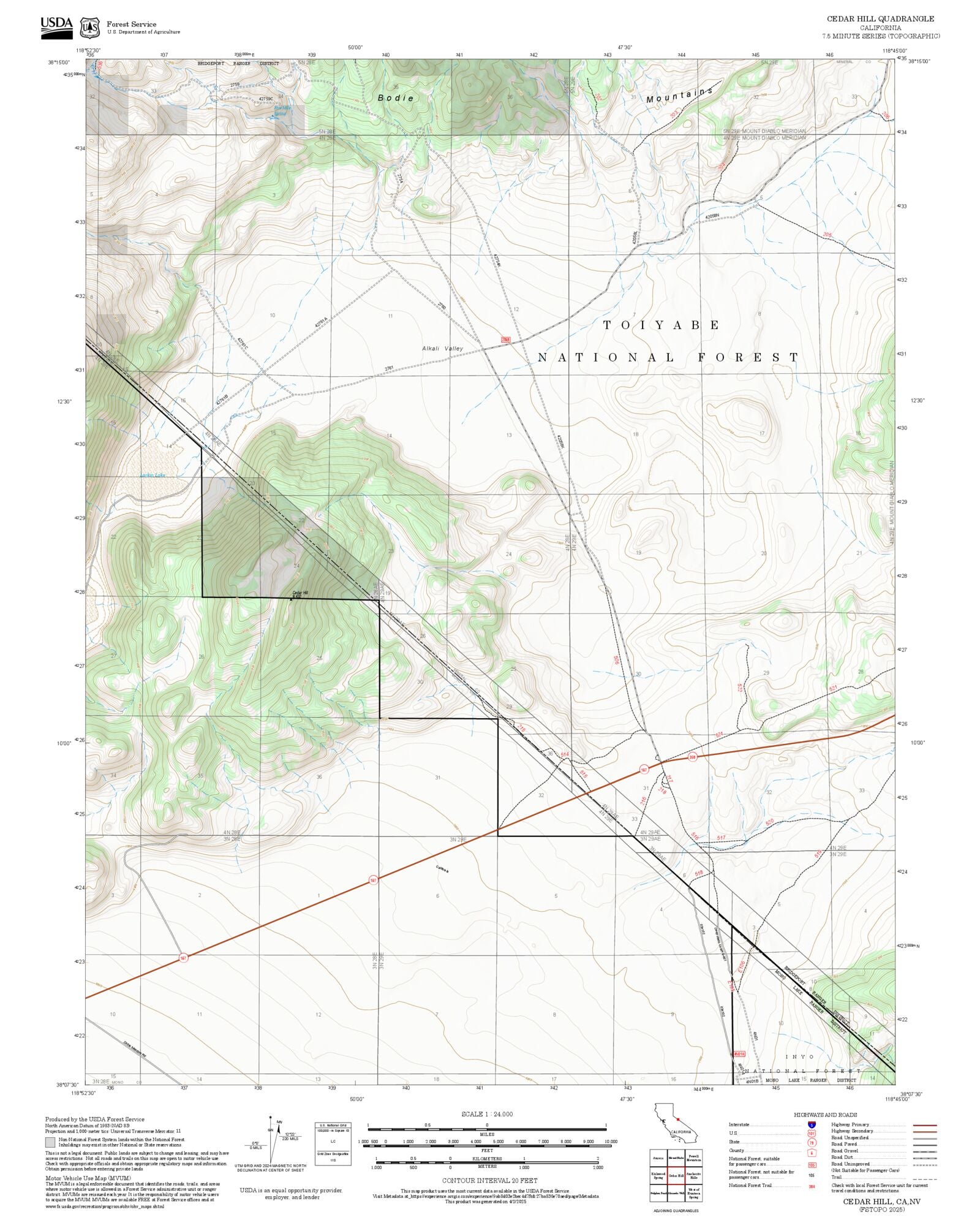 2025 Forest Service Topo Map of Cedar Hill California – MyTopo Map Store