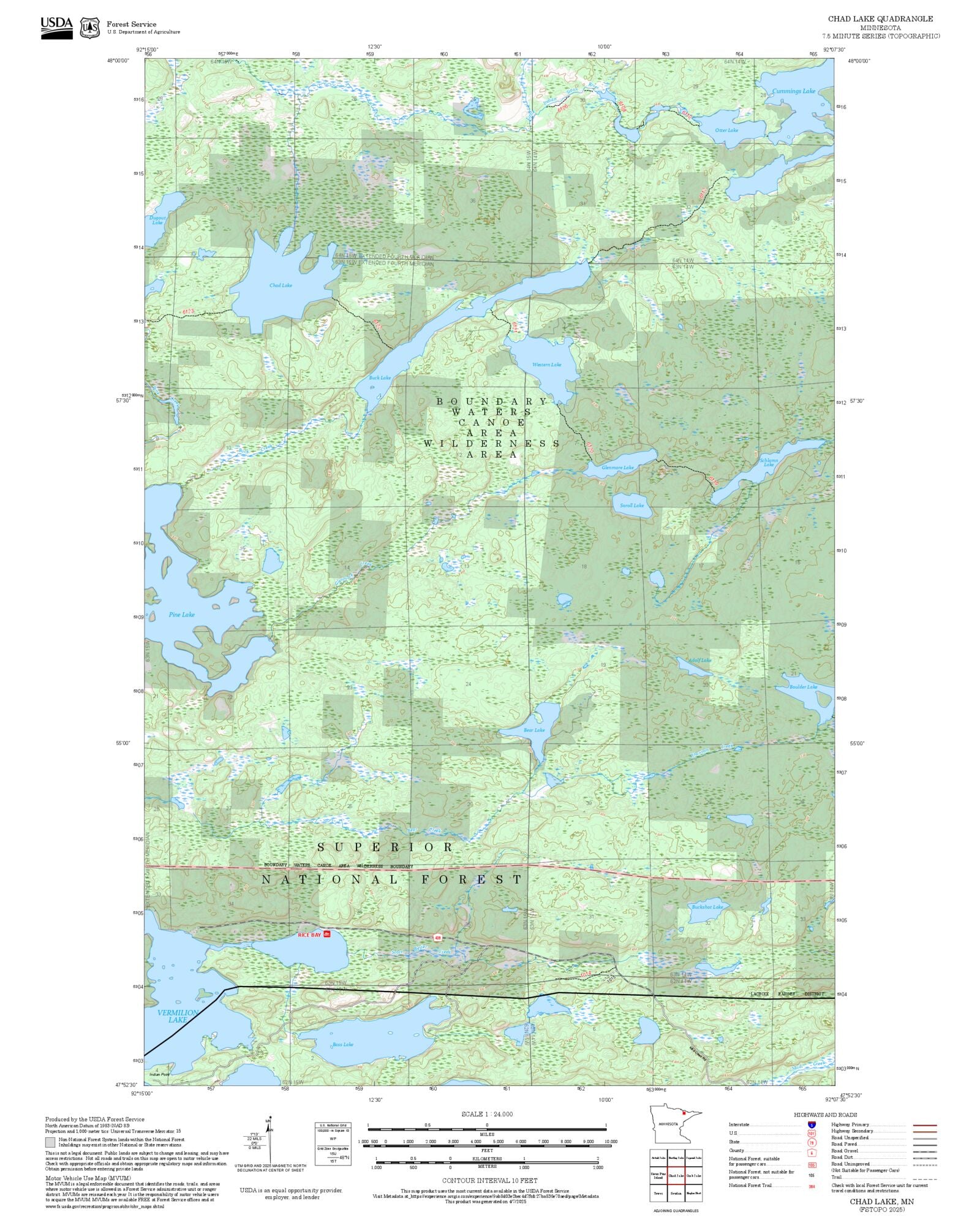 2025 Forest Service Topo Map of Chad Lake Minnesota – MyTopo Map Store