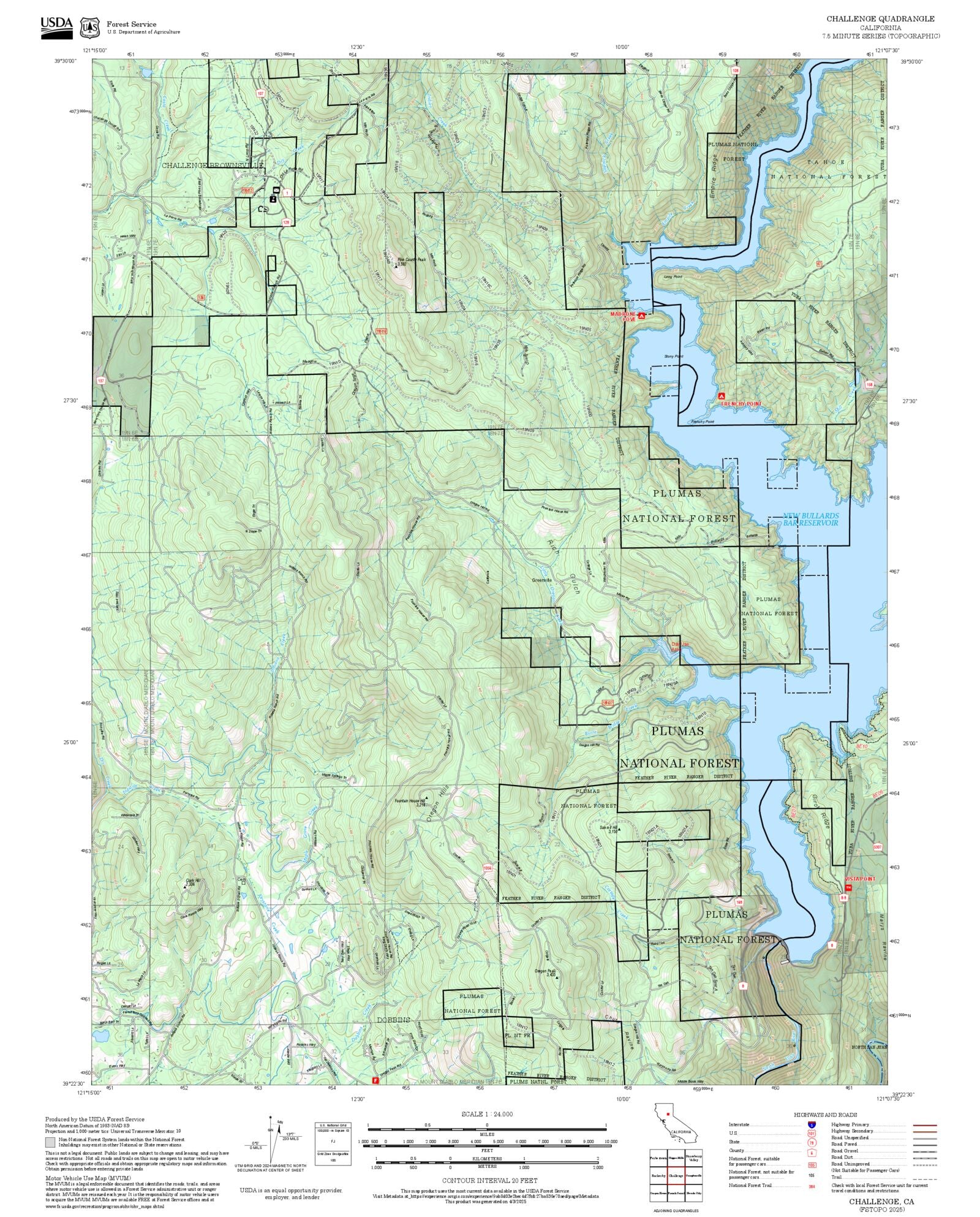 2025 Forest Service Topo Map of Challenge California – MyTopo Map Store