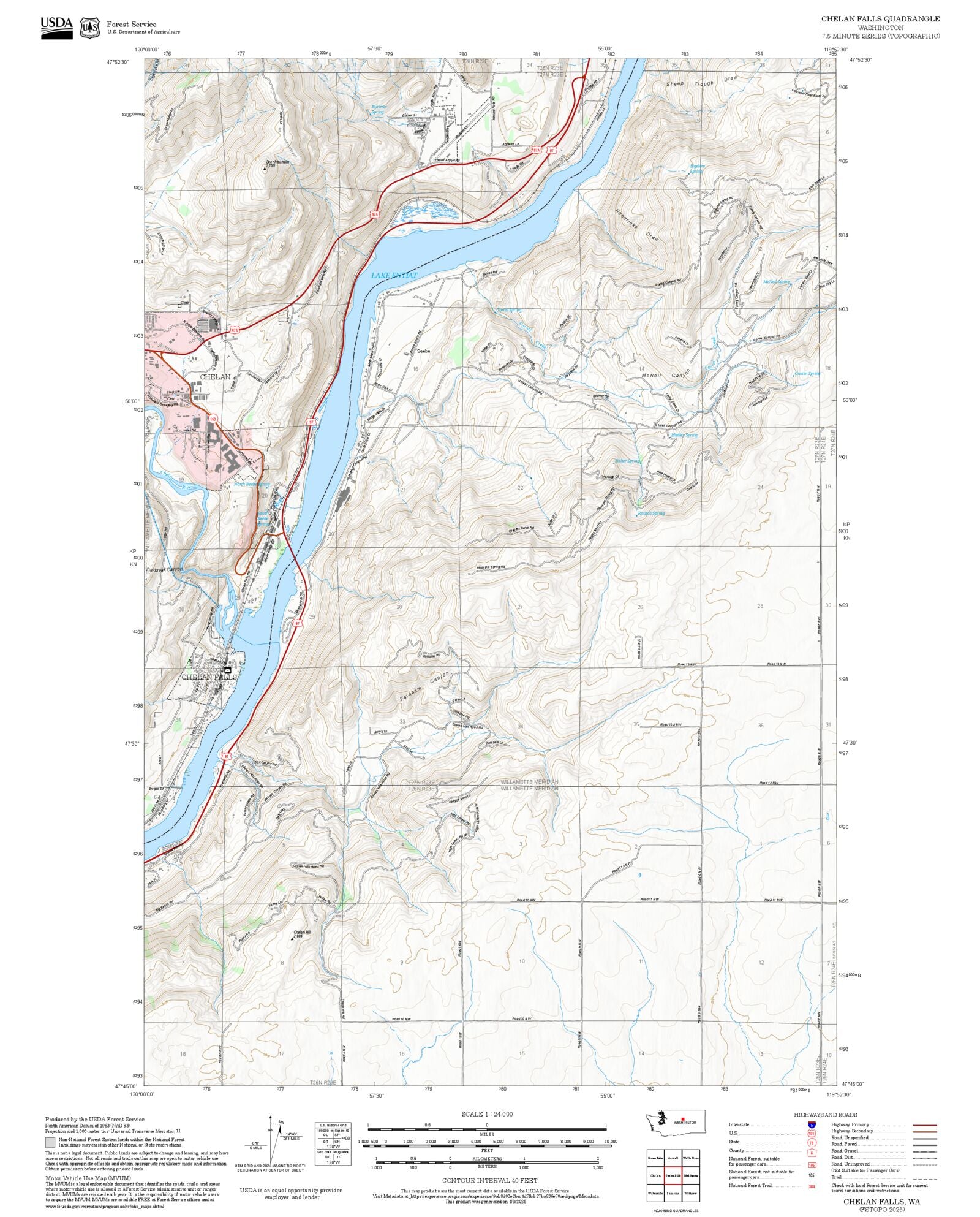 2025 Forest Service Topo Map of Chelan Falls Washington – MyTopo Map Store