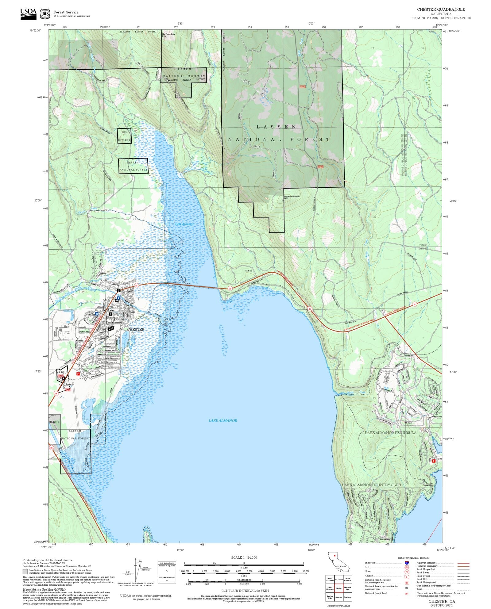 2025 Forest Service Topo Map of Chester California – MyTopo Map Store