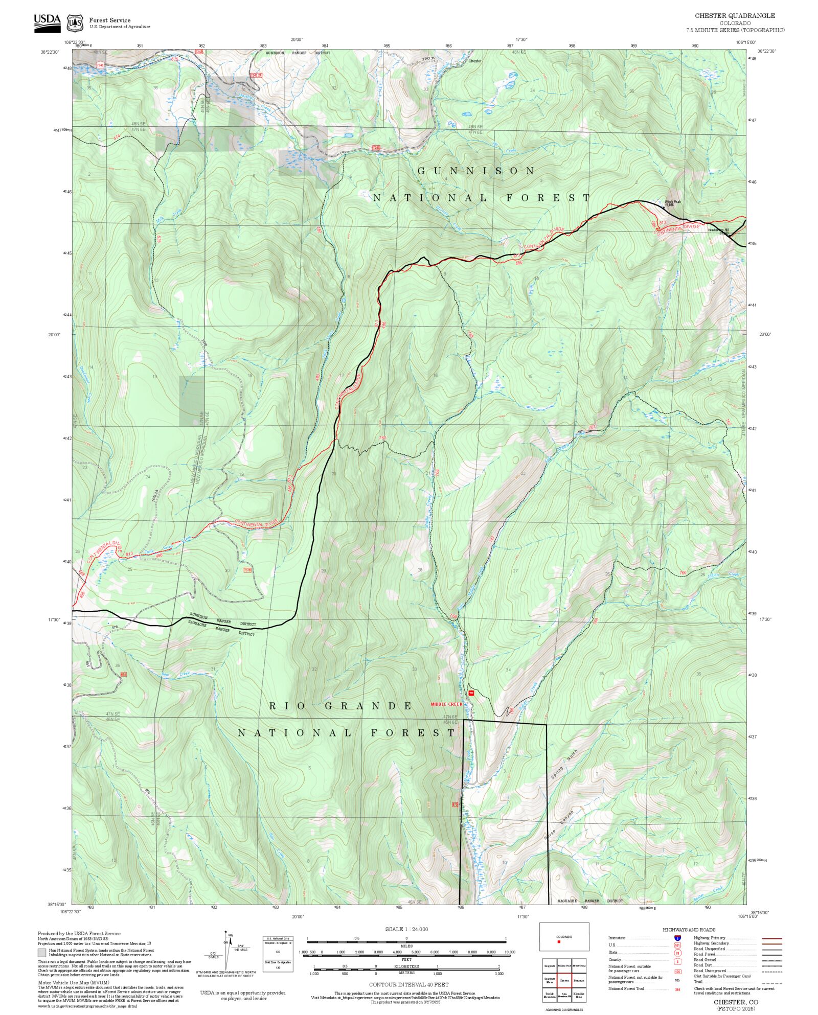 2025 Forest Service Topo Map of Chester Colorado – MyTopo Map Store