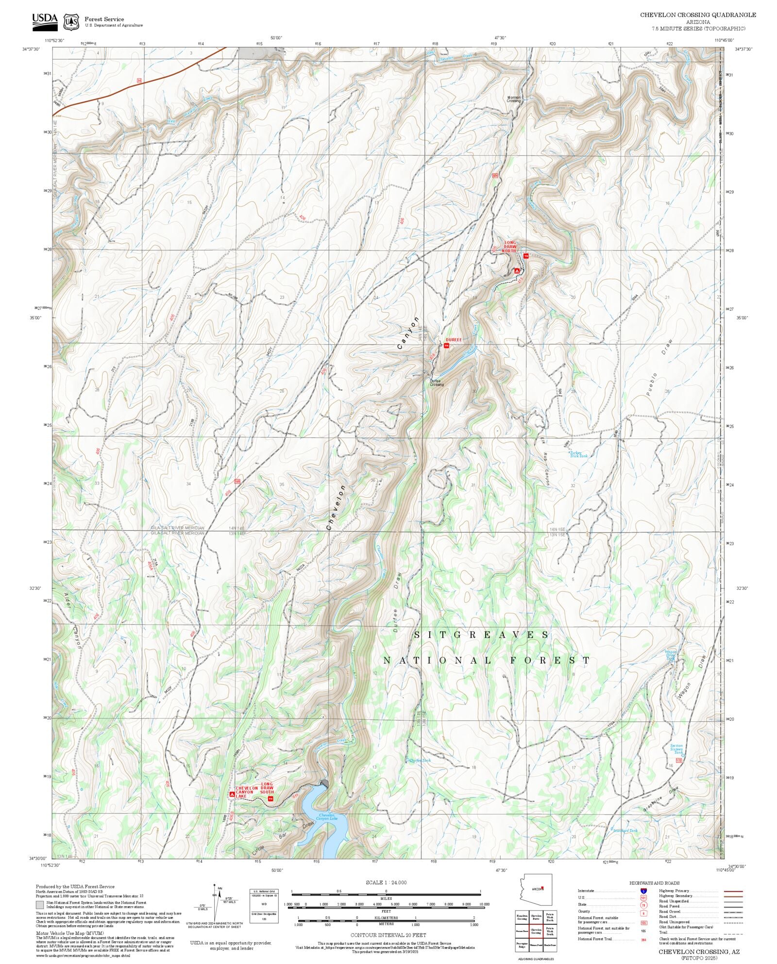 2025 Forest Service Topo Map of Chevelon Crossing Arizona – MyTopo Map ...