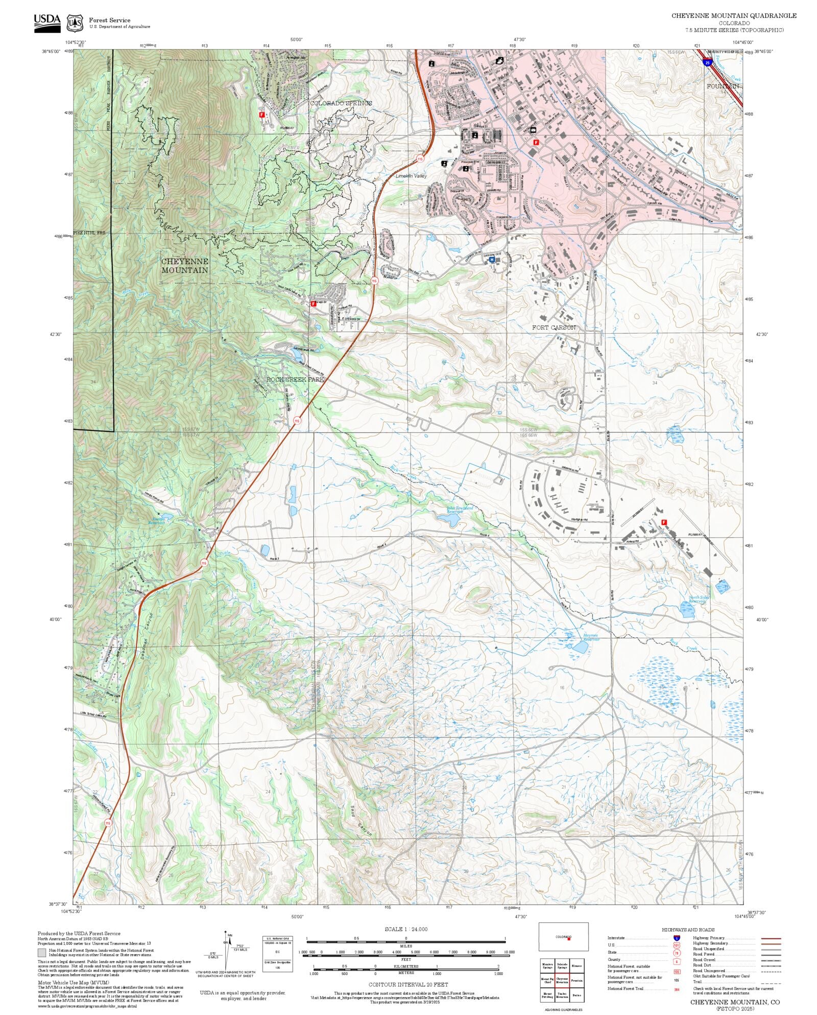 2025 Forest Service Topo Map of Cheyenne Mountain Colorado – MyTopo Map ...