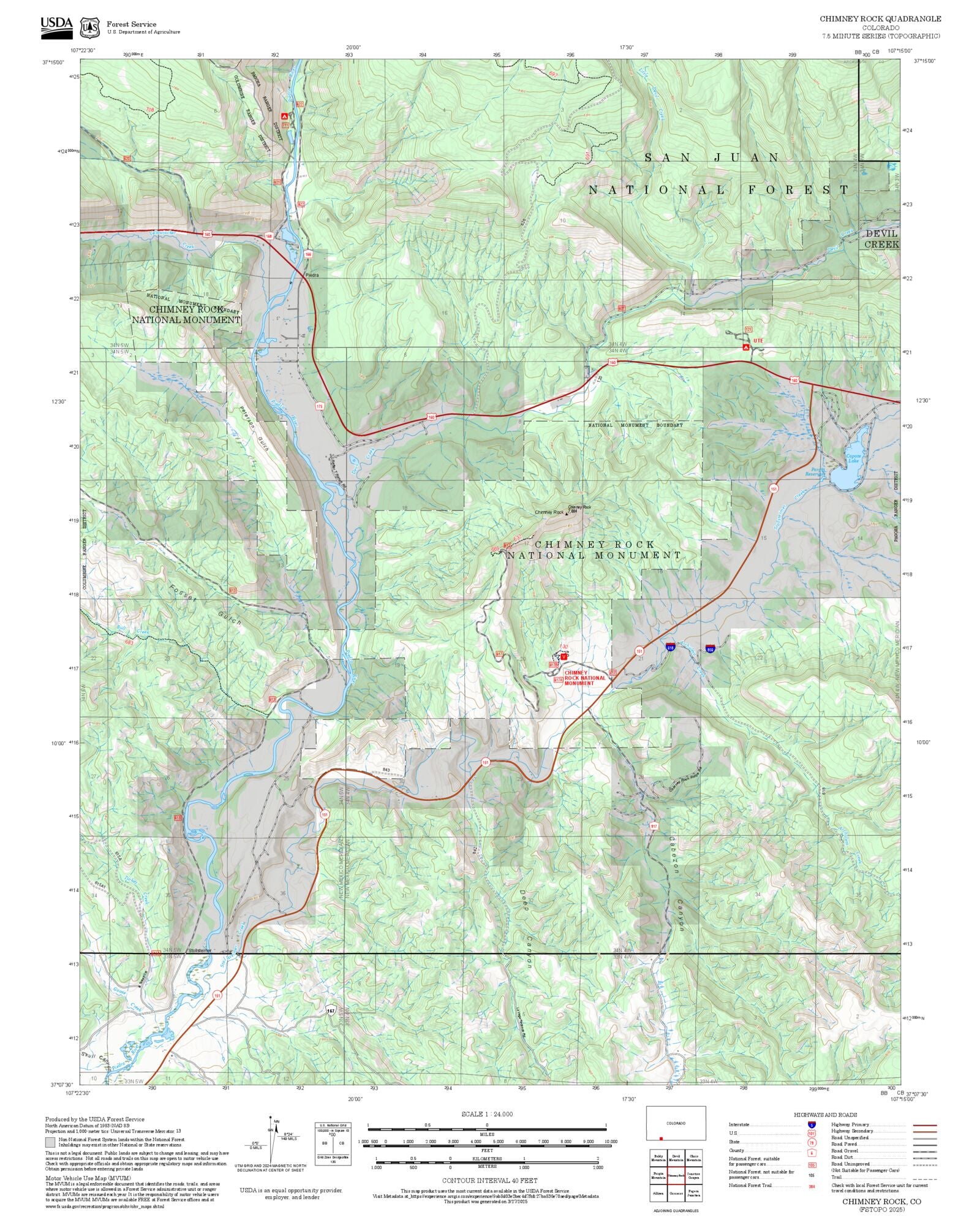 2025 Forest Service Topo Map of Chimney Rock Colorado – MyTopo Map Store