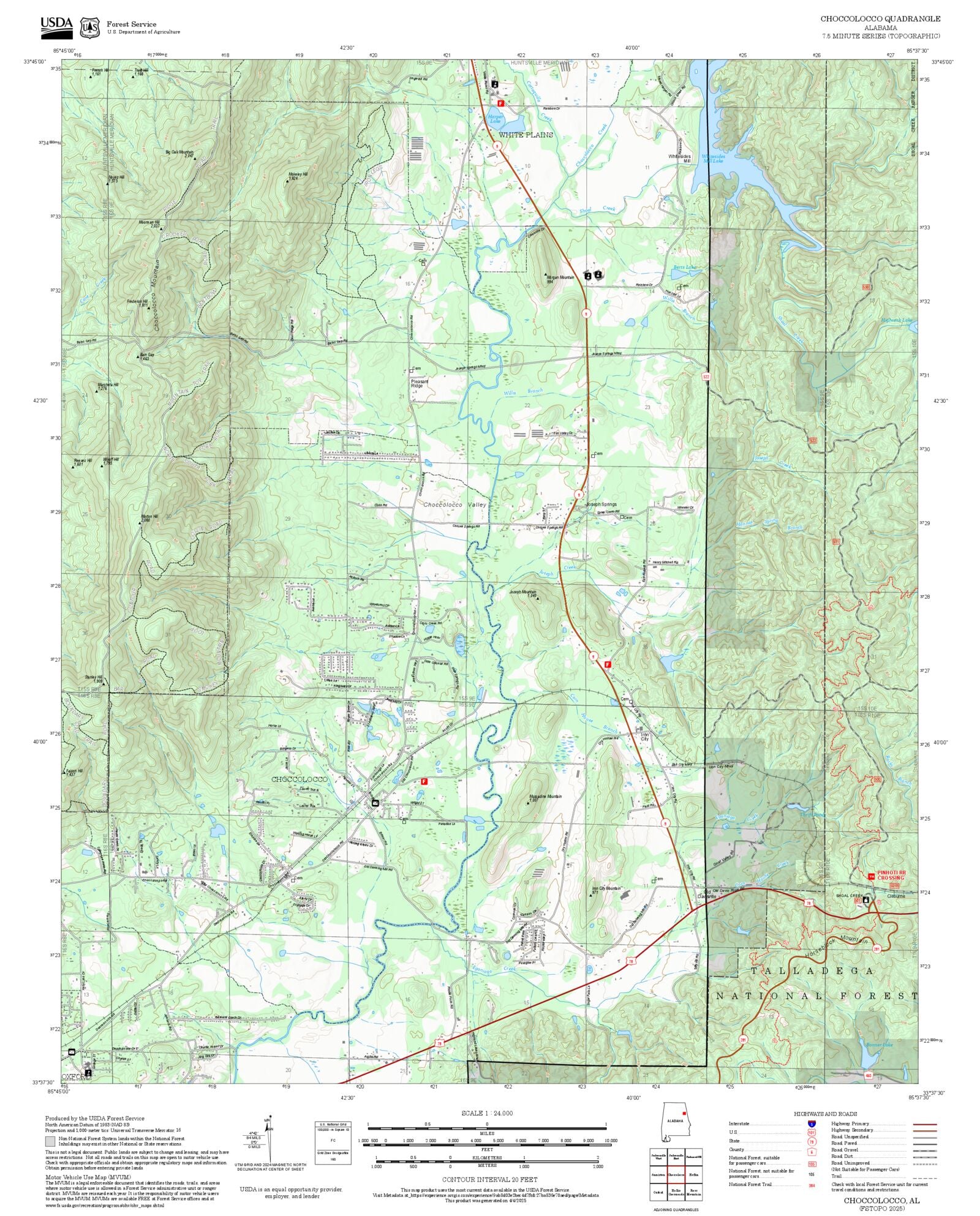 2025 Forest Service Topo Map of Choccolocco Alabama – MyTopo Map Store