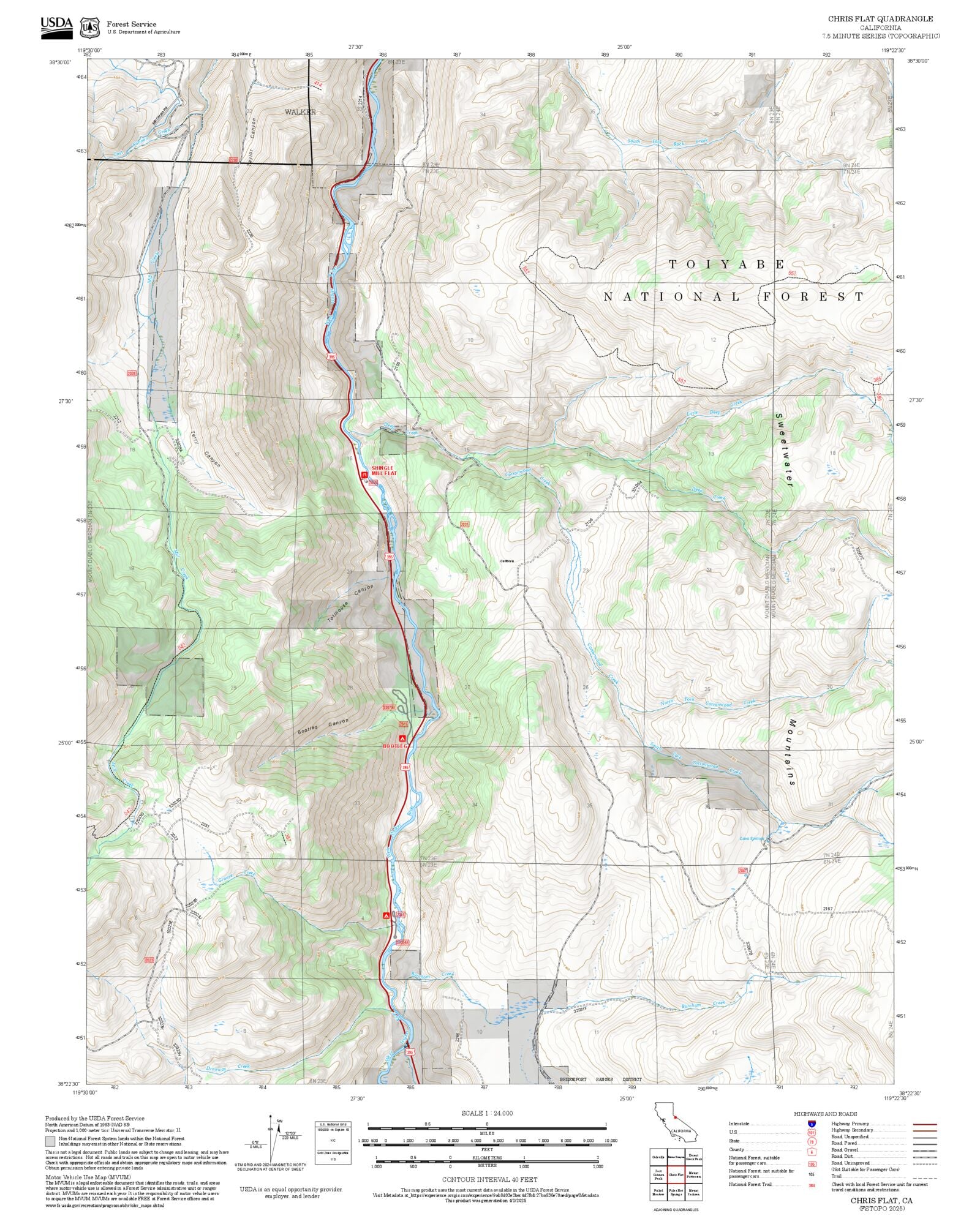 2025 Forest Service Topo Map of Chris Flat California – MyTopo Map Store