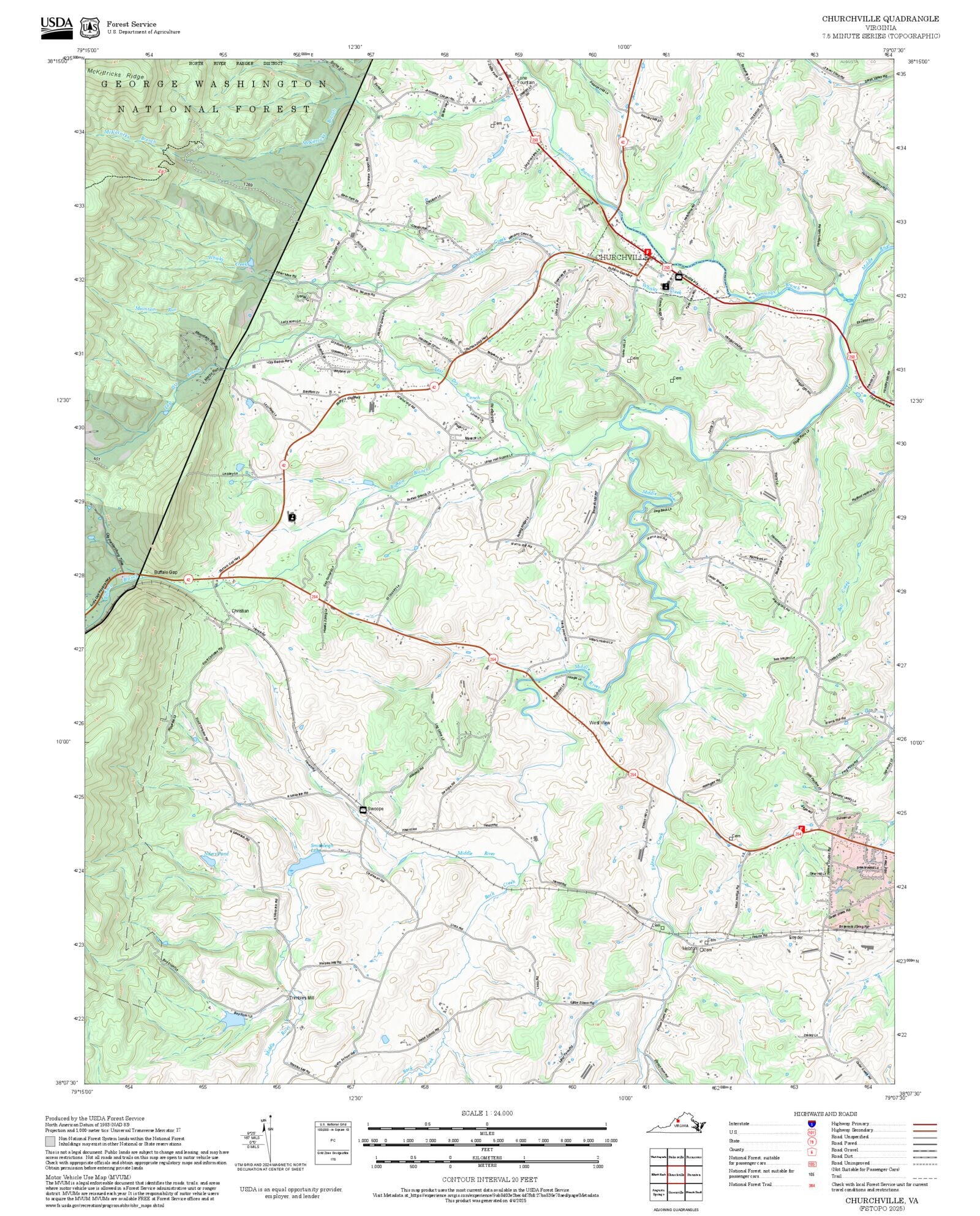 2025 Forest Service Topo Map of Churchville Virginia – MyTopo Map Store