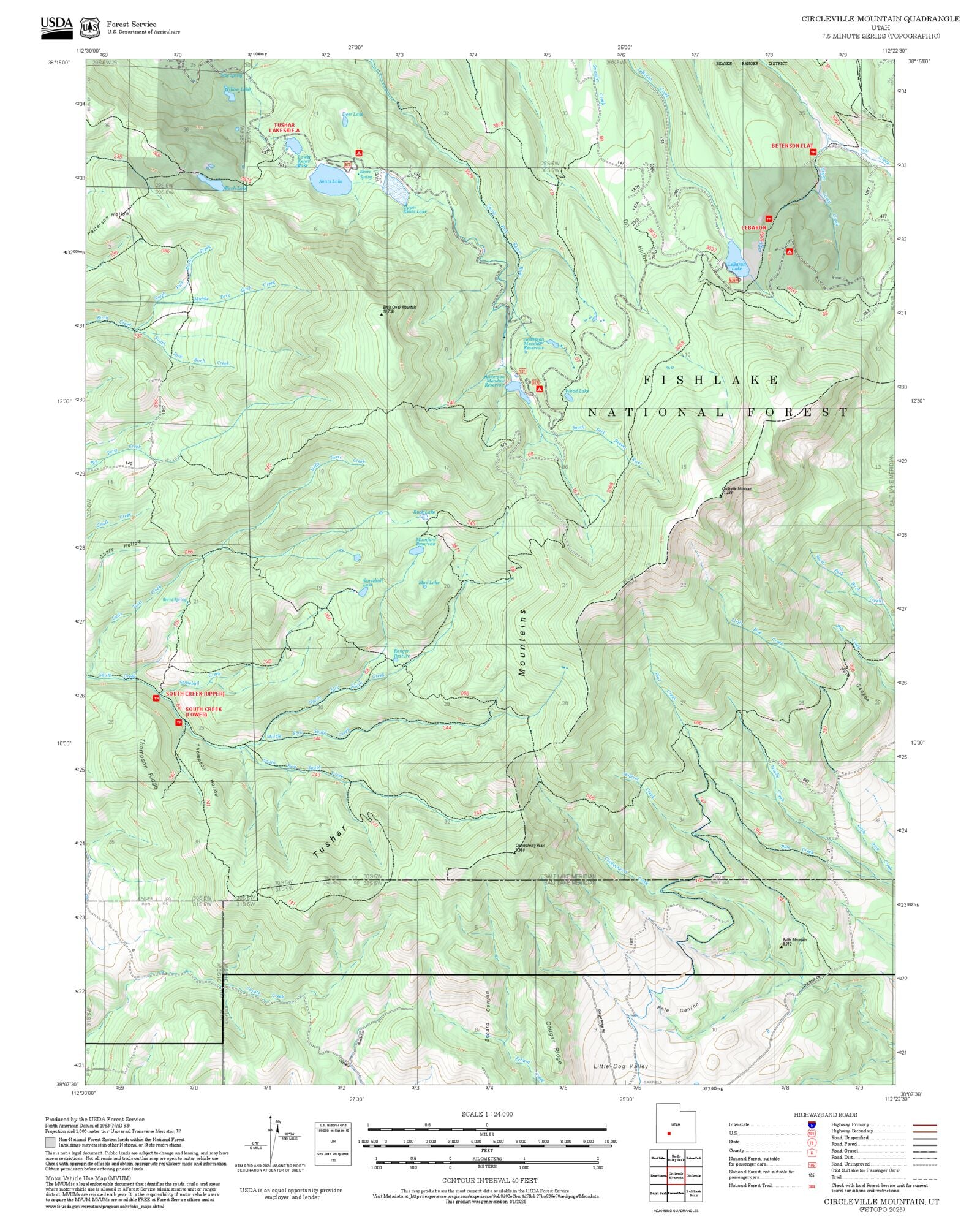 2025 Forest Service Topo Map of Circleville Mountain Utah – MyTopo Map ...