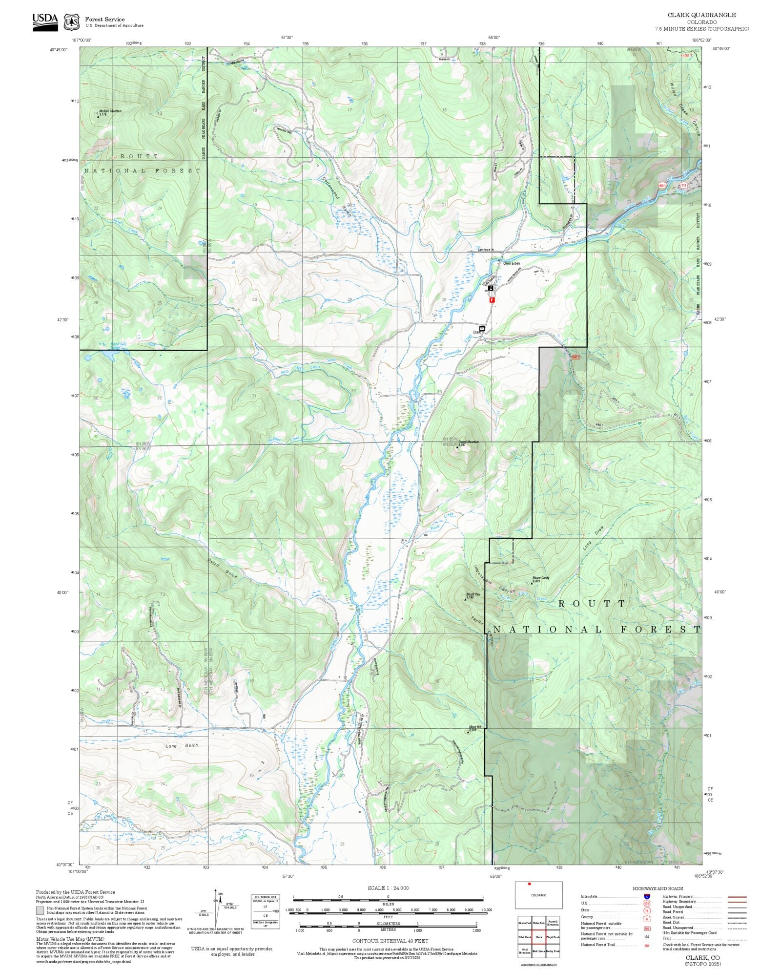 2025 Forest Service Topo Map of Clark Colorado – MyTopo Map Store