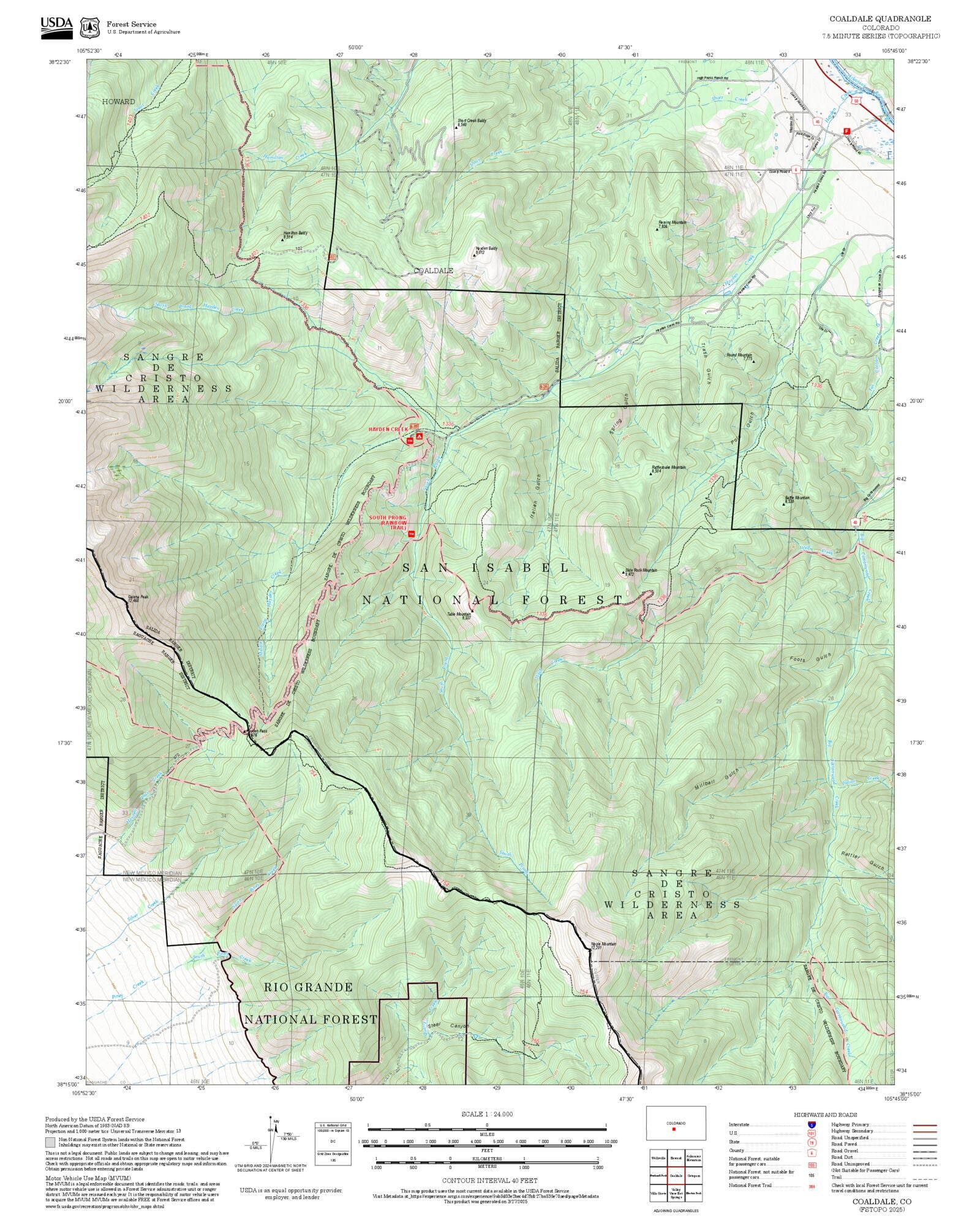 2025 Forest Service Topo Map of Coaldale Colorado – MyTopo Map Store