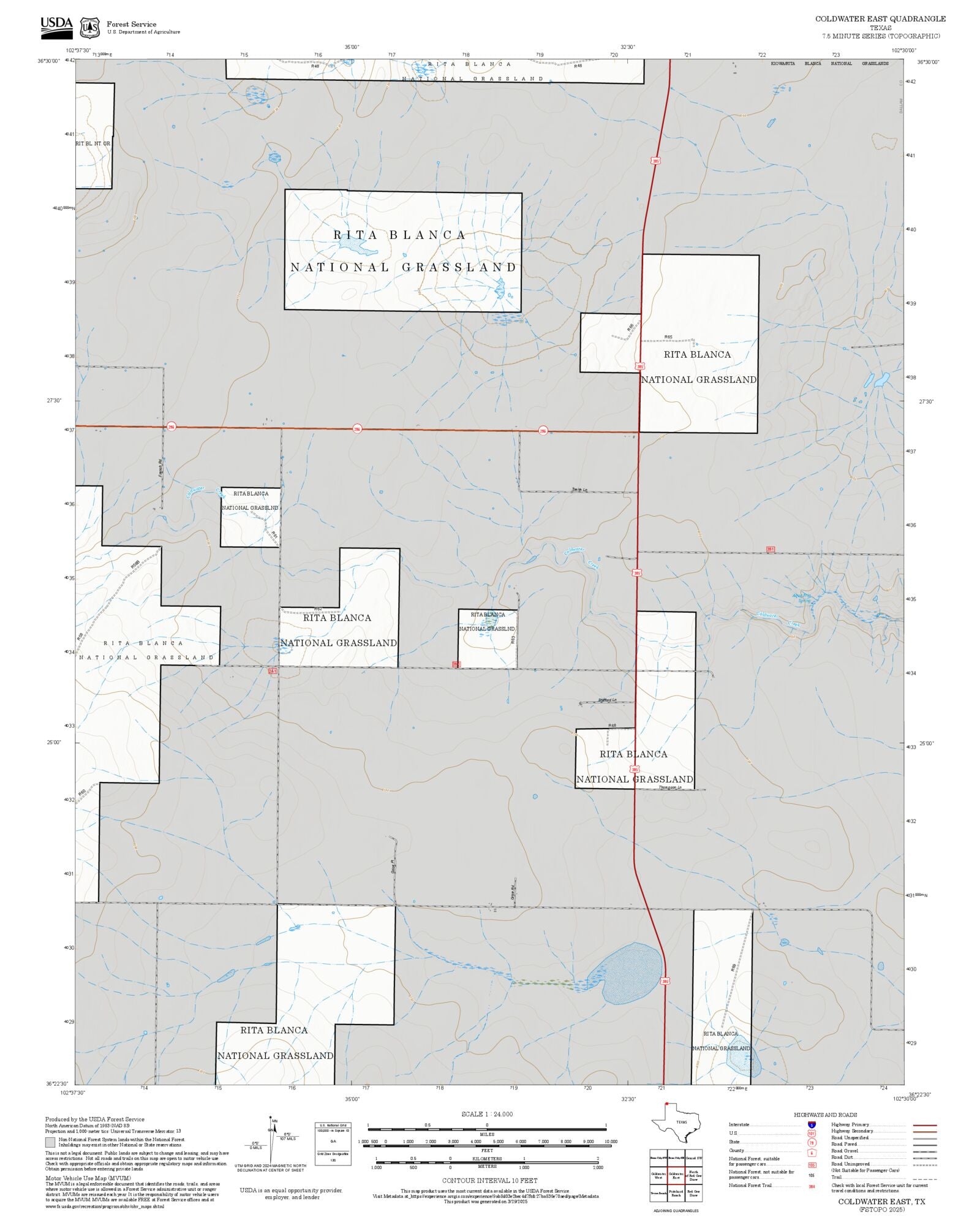 2025 Forest Service Topo Map of Coldwater East Texas – MyTopo Map Store