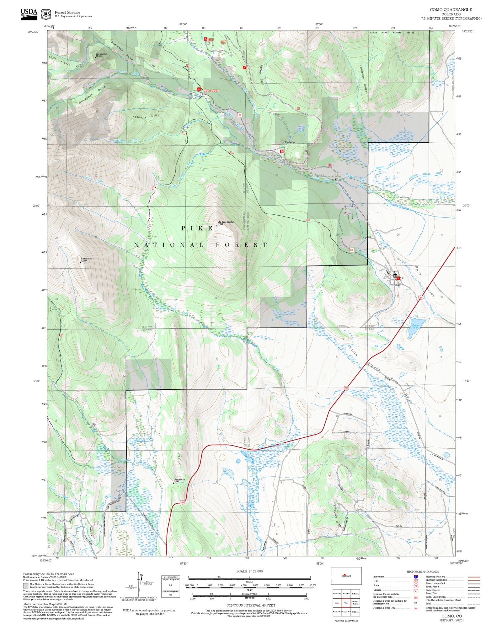2025 Forest Service Topo Map of Como Colorado – MyTopo Map Store
