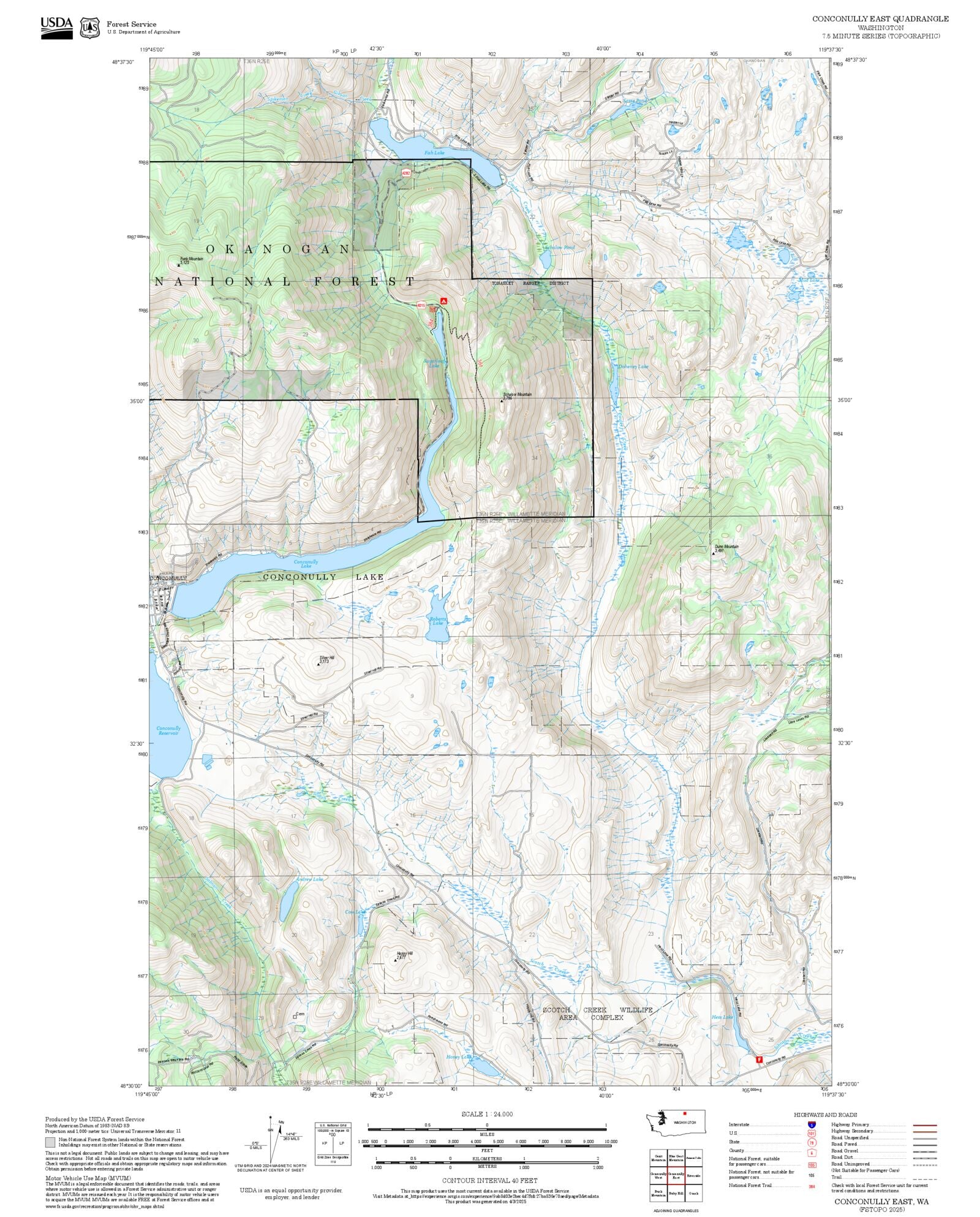 2025 Forest Service Topo Map of Conconully East Washington – MyTopo Map ...