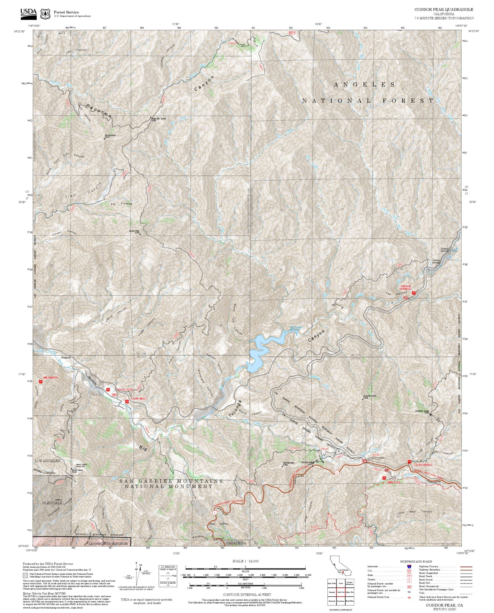 2025 Forest Service Topo Map of Condor Peak California – MyTopo Map Store