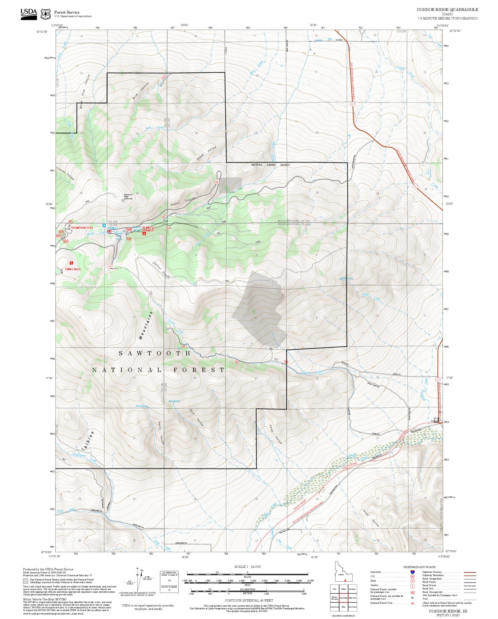 2025 Forest Service Topo Map of Connor Ridge Idaho – MyTopo Map Store