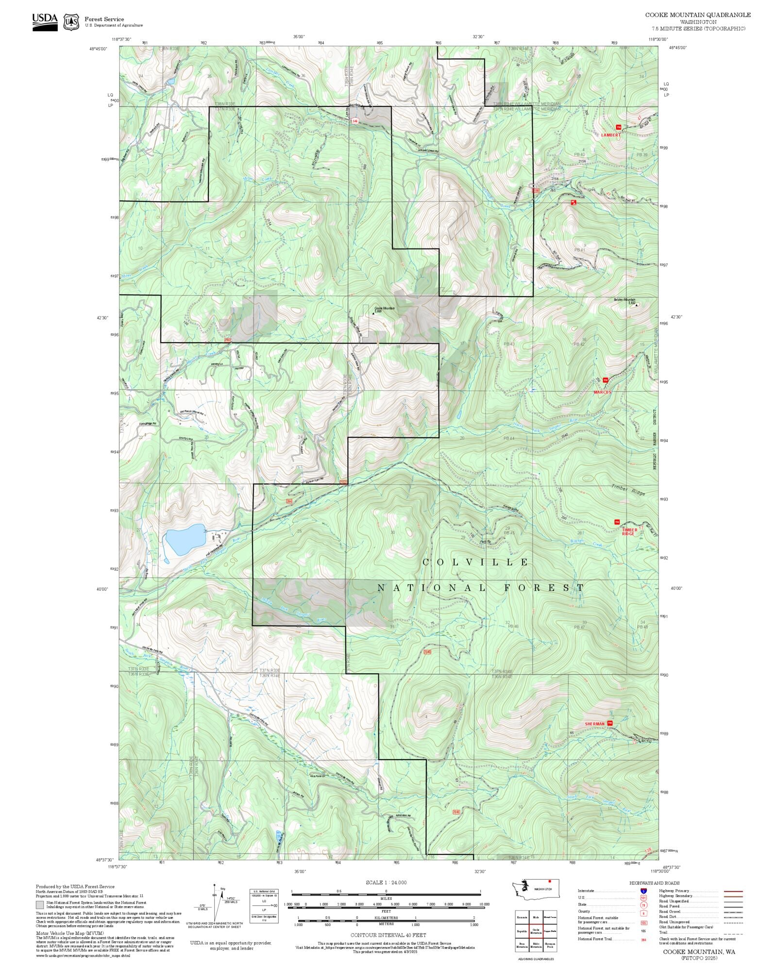 2025 Forest Service Topo Map of Cooke Mountain Washington – MyTopo Map ...
