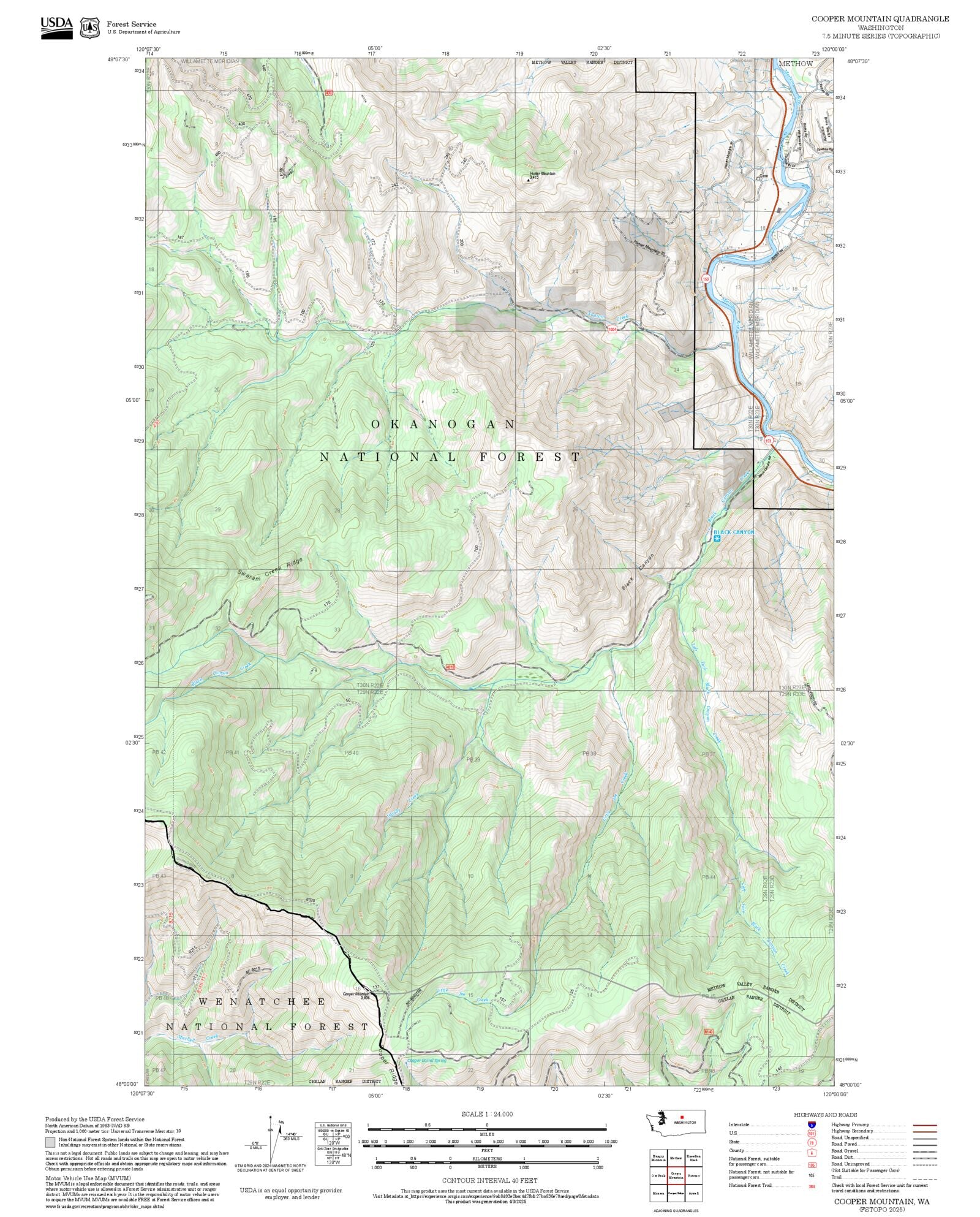 2025 Forest Service Topo Map of Cooper Mountain Washington – MyTopo Map ...