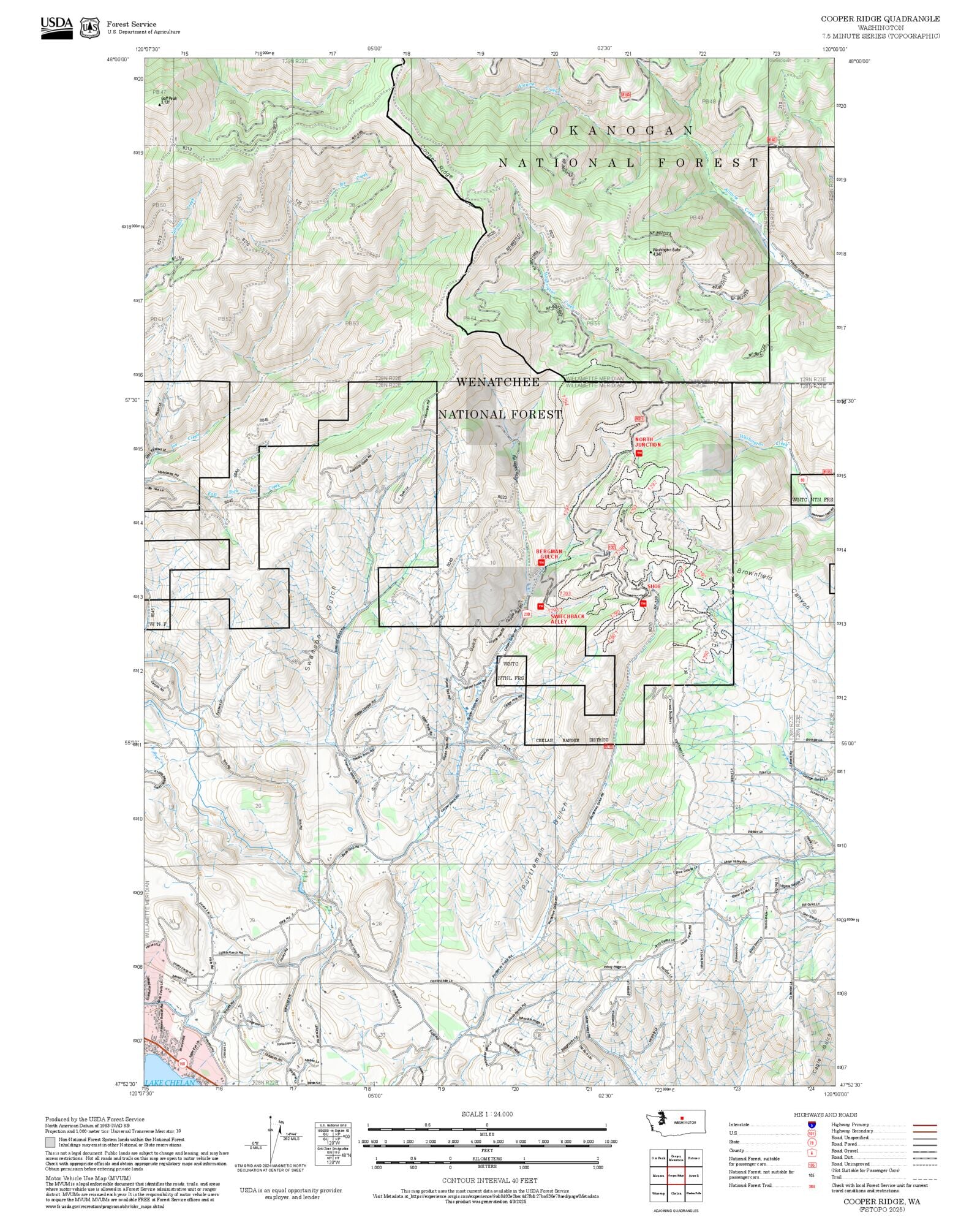2025 Forest Service Topo Map of Cooper Ridge Washington – MyTopo Map Store
