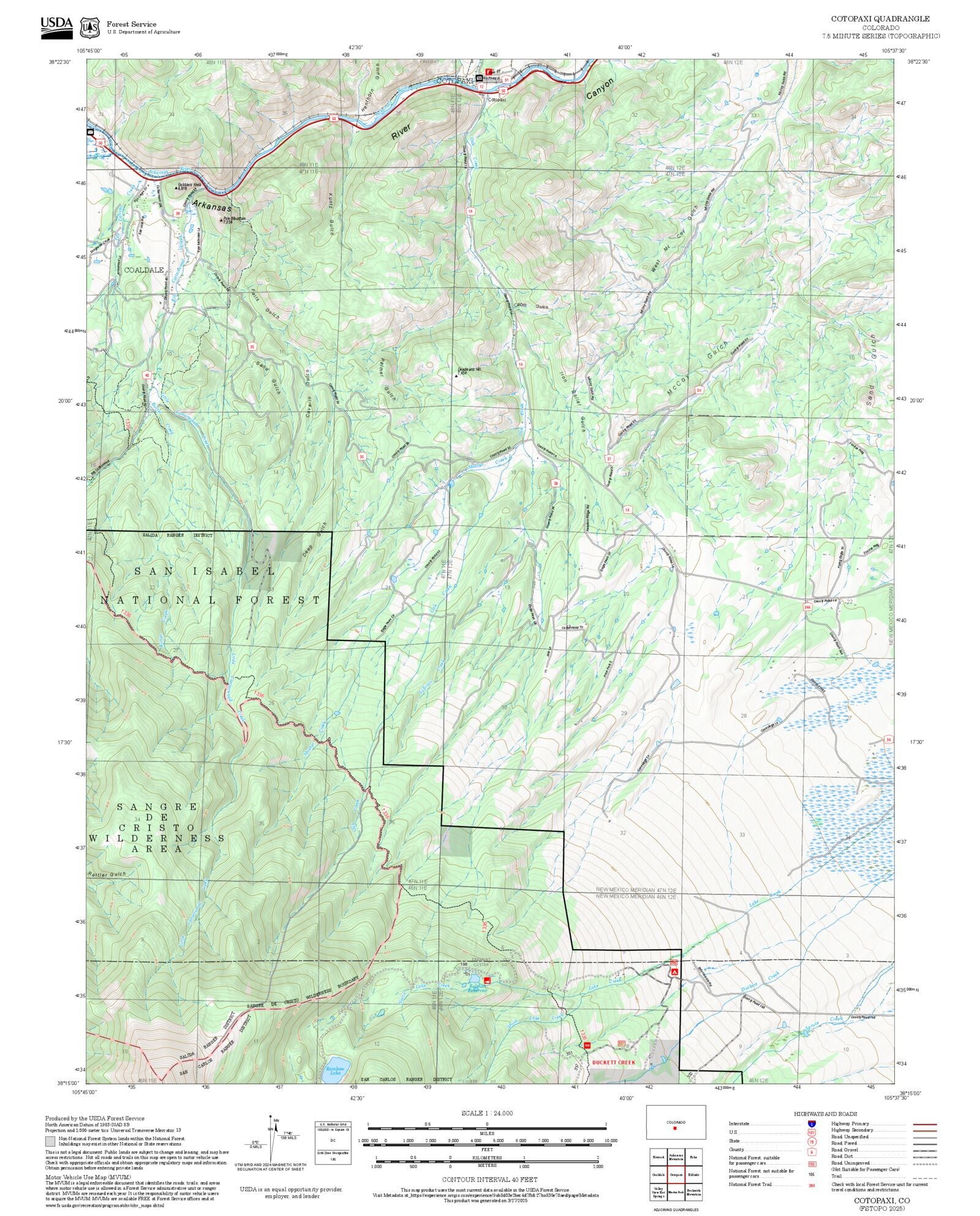 2025 Forest Service Topo Map of Cotopaxi Colorado – MyTopo Map Store