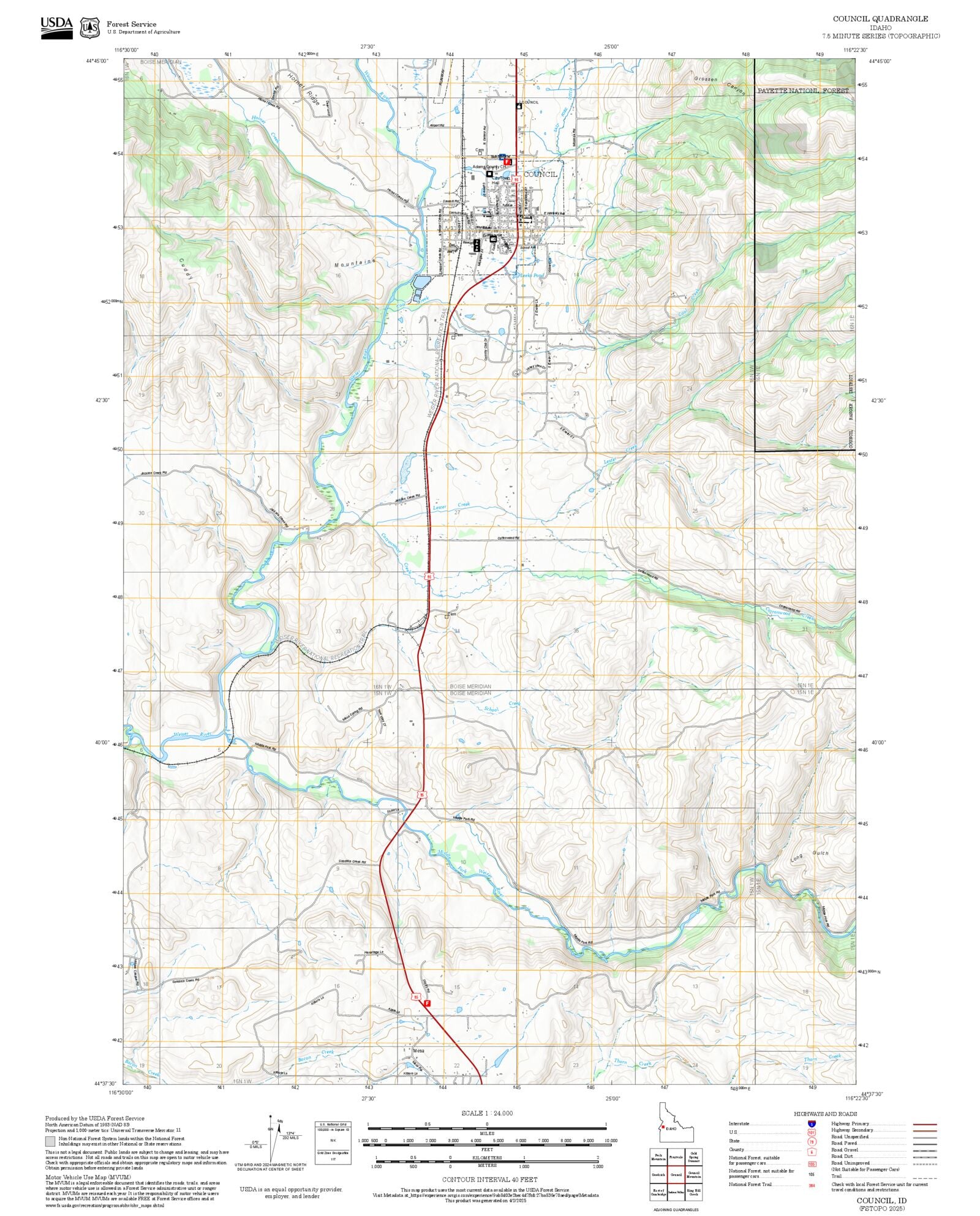 2025 Forest Service Topo Map of Council Idaho – MyTopo Map Store