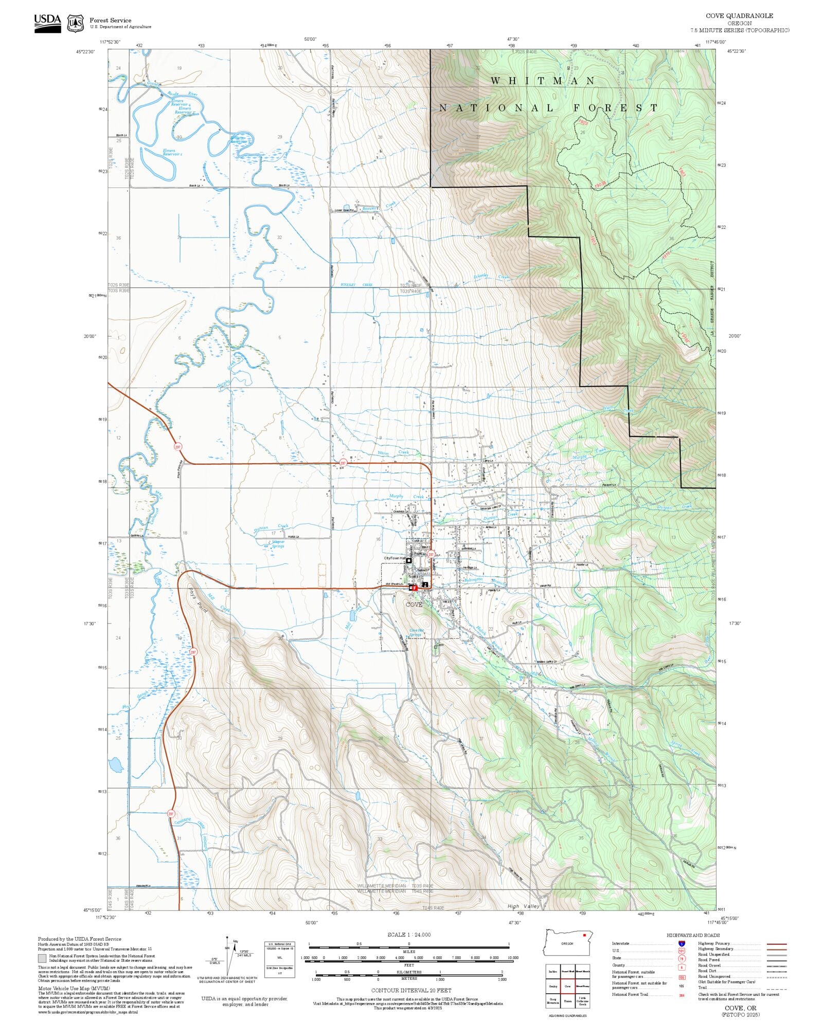 2025 Forest Service Topo Map of Cove Oregon – MyTopo Map Store