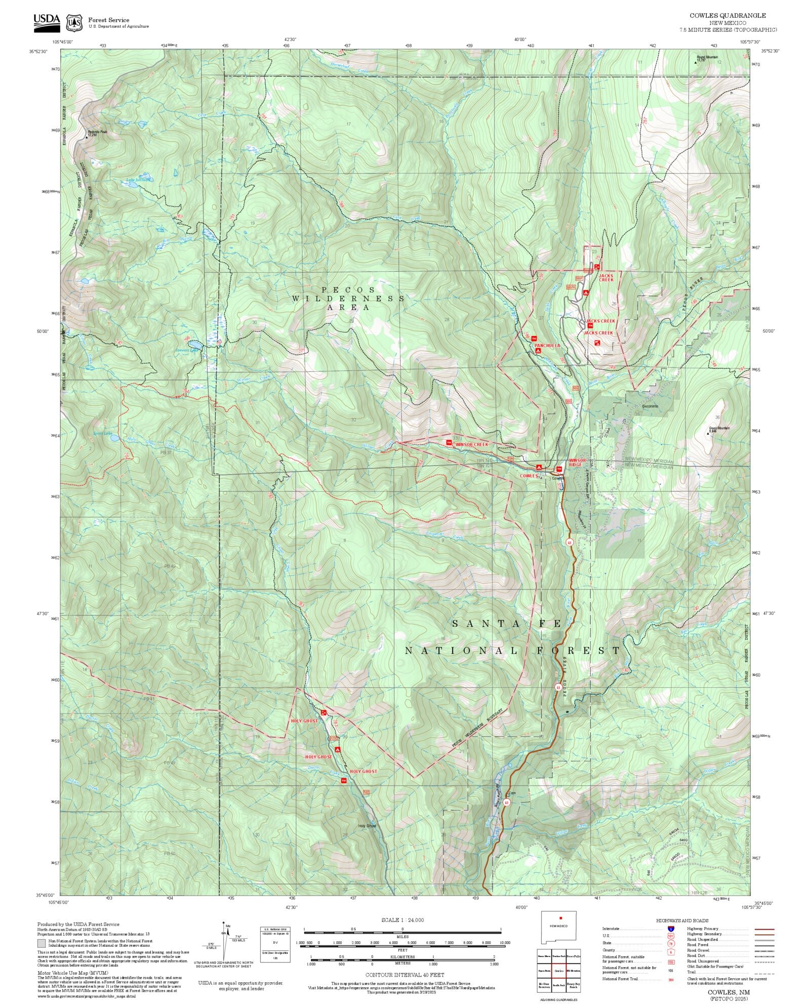 2025 Forest Service Topo Map of Cowles New Mexico – MyTopo Map Store