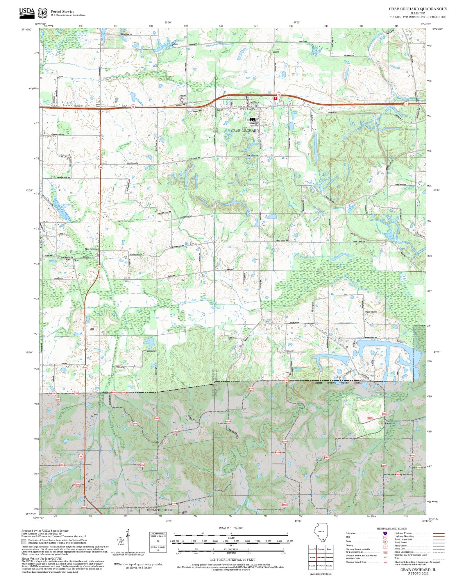 2025 Forest Service Topo Map of Crab Orchard Illinois – MyTopo Map Store