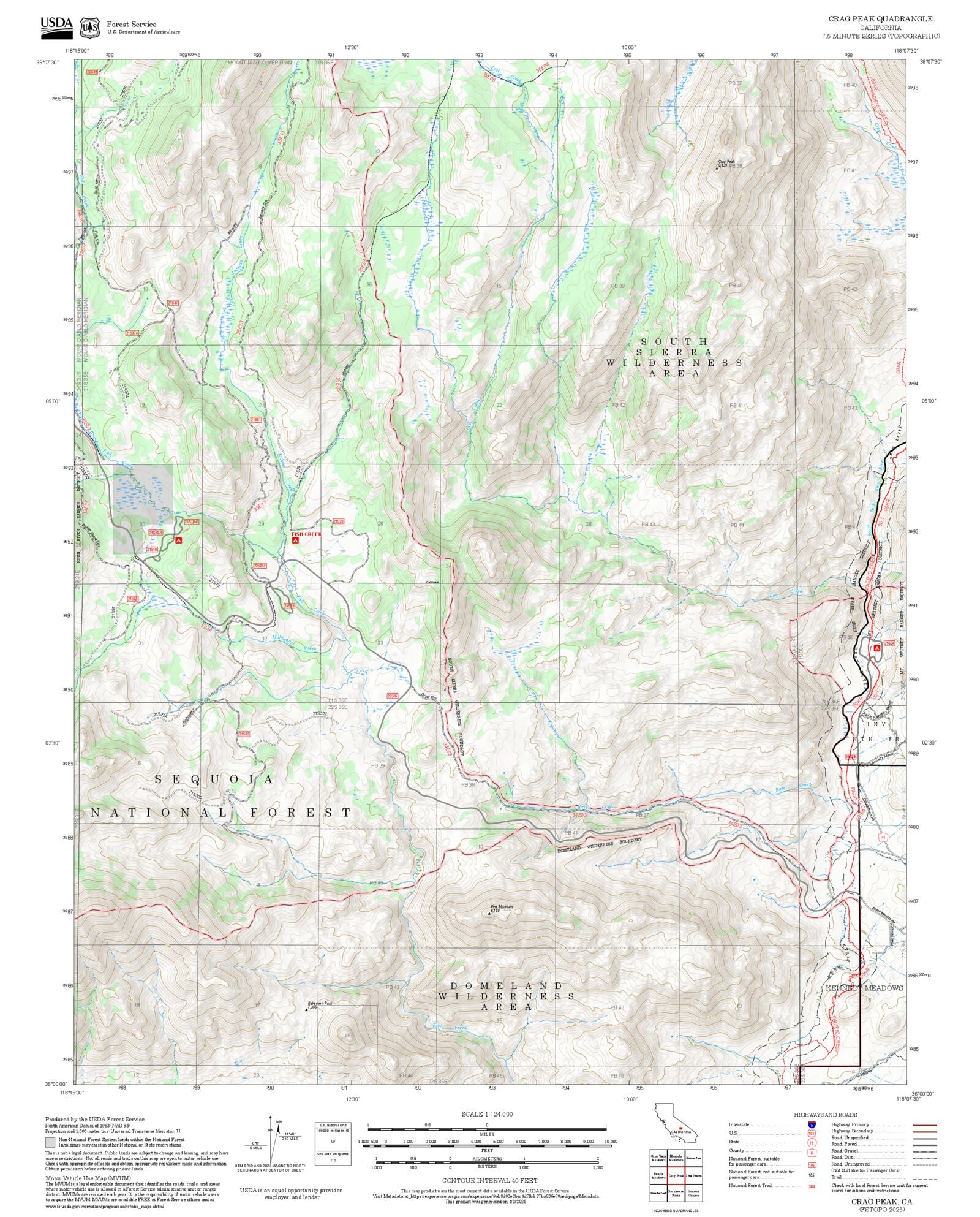 2025 Forest Service Topo Map of Crag Peak California – MyTopo Map Store